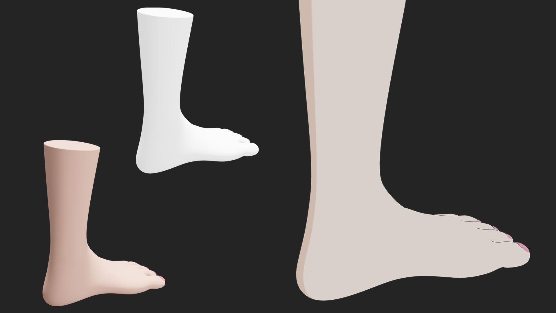 3D Female Foot In Cartoon Style Model - TurboSquid 1828301
