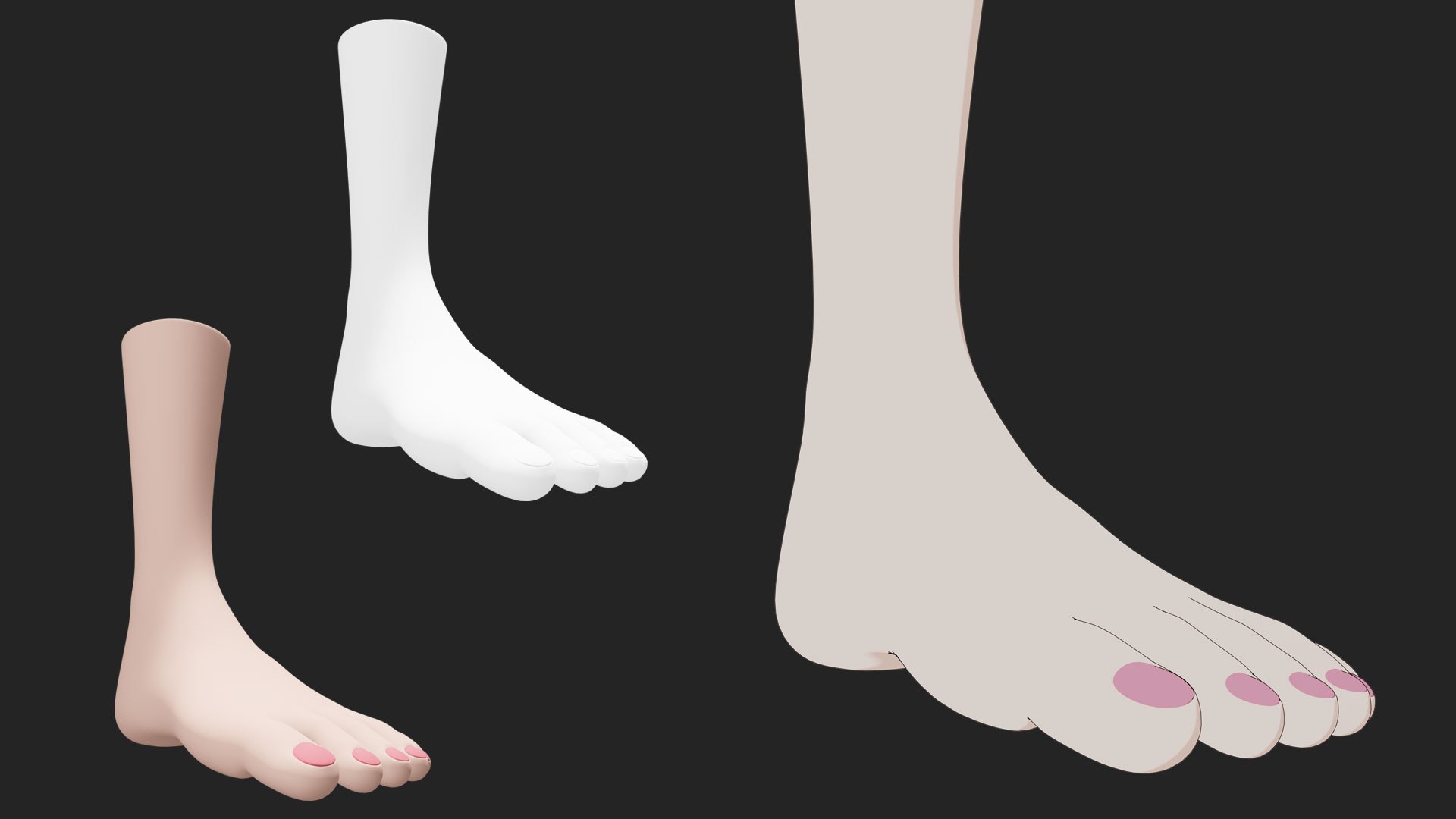 3D Female Foot In Cartoon Style Model - TurboSquid 1828301