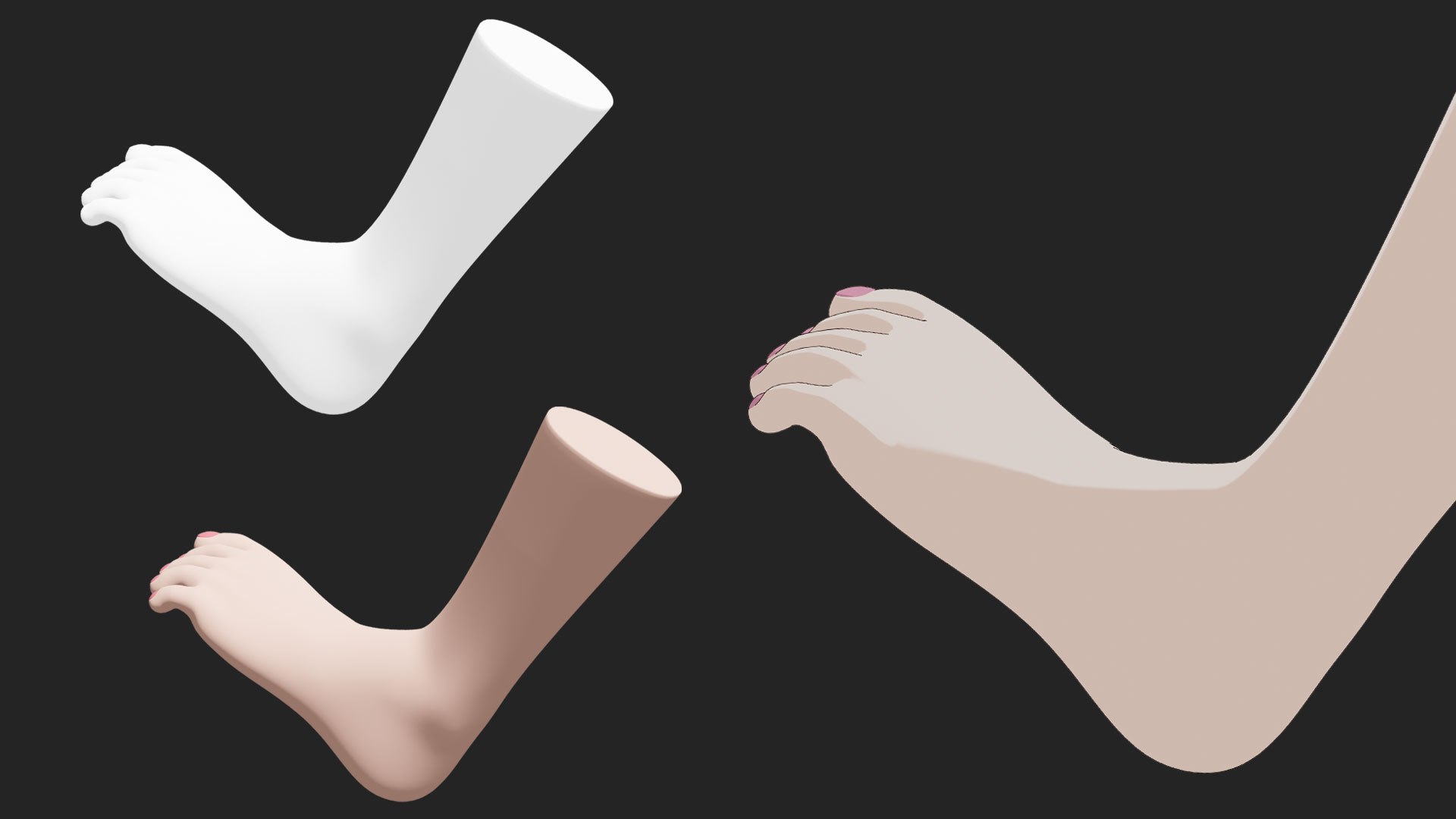 3D Female Foot In Cartoon Style Model - TurboSquid 1828301