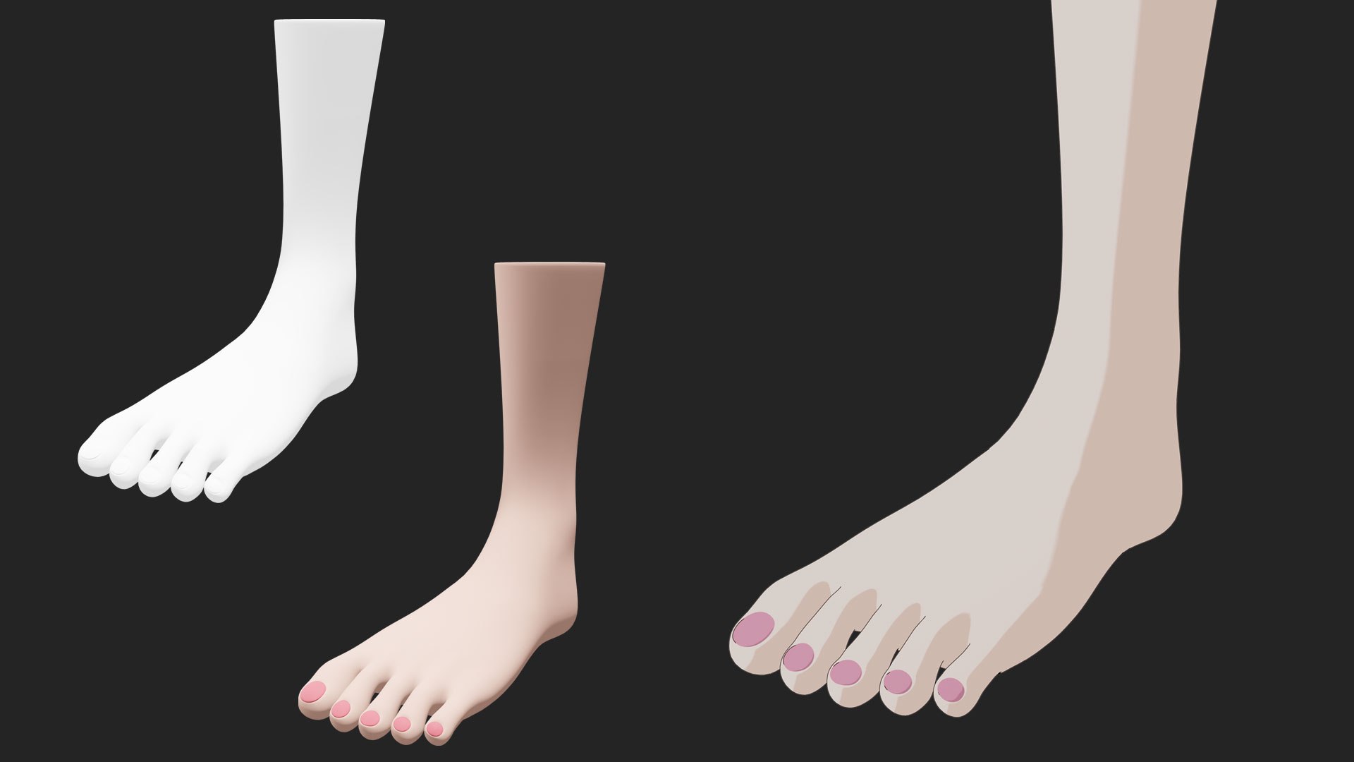3D Female Foot In Cartoon Style Model - TurboSquid 1828301