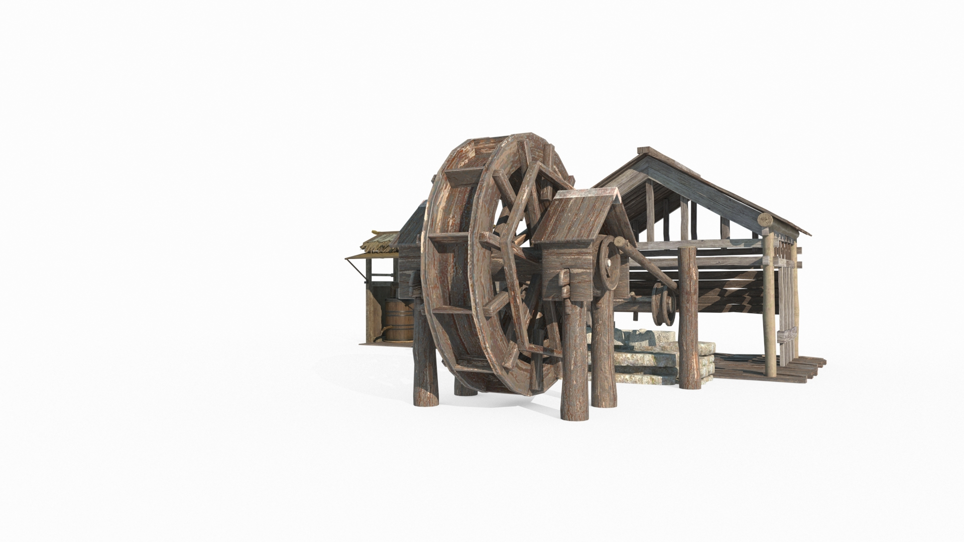 3D Ancient Architecture Waterwheel Blacksmith Workshop - TurboSquid 2168759