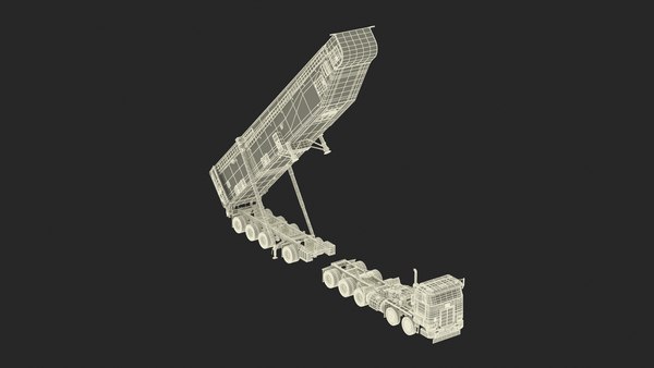 modelo 3d Transportador Erector Cargador con remolque elevado elevado ...