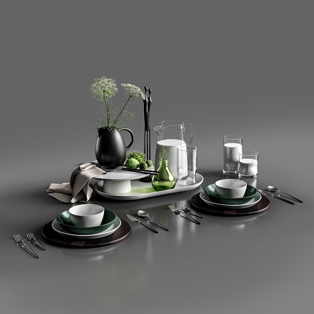 3D Table Setting In White Colors - TurboSquid 1740754