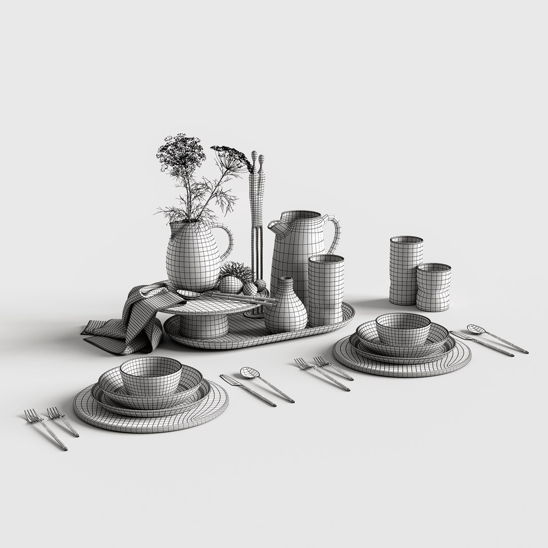 3D Table Setting In White Colors - TurboSquid 1740754