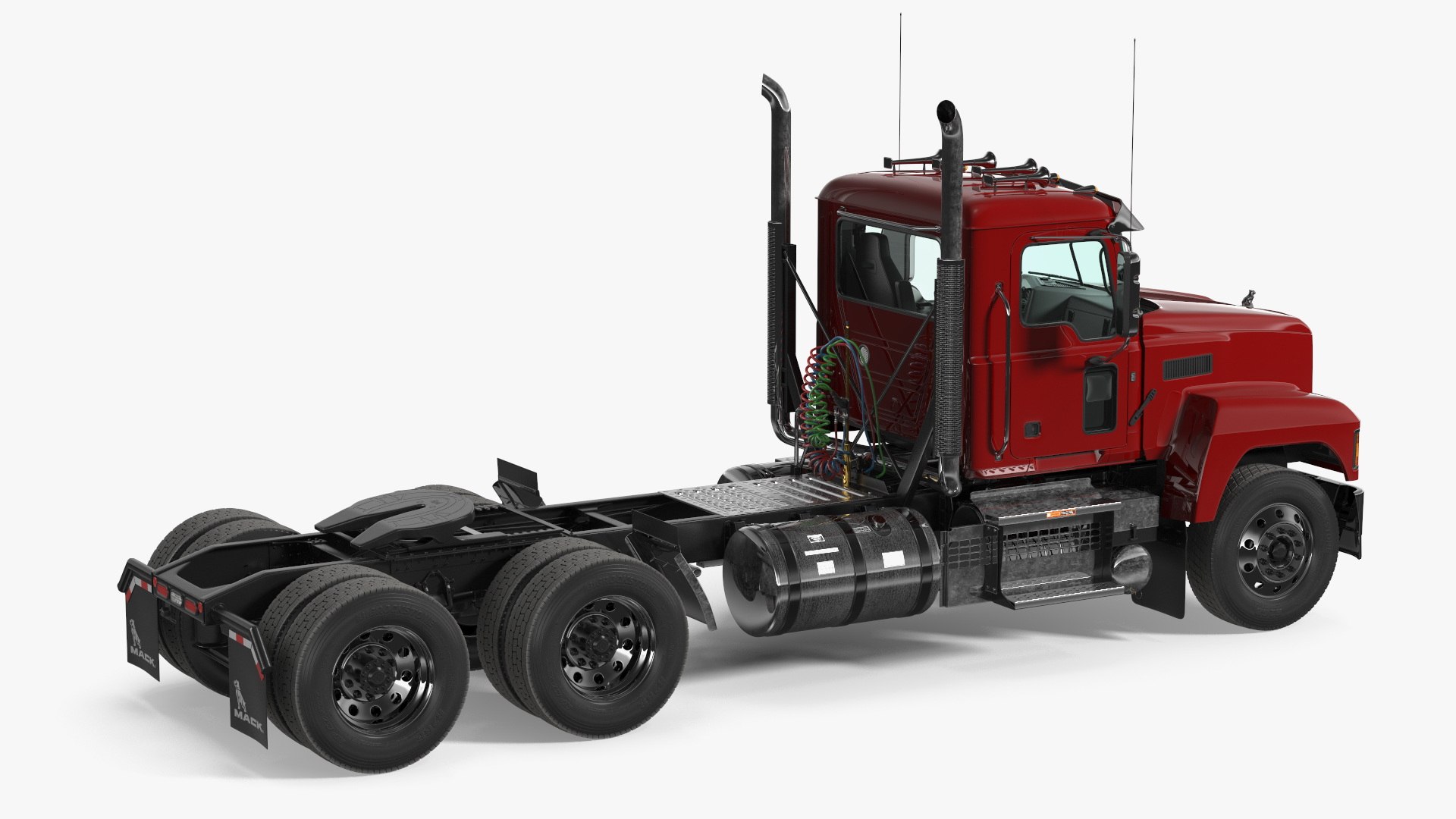Semi Truck Mack Red Rigged For Cinema 4D Model - TurboSquid 2344627