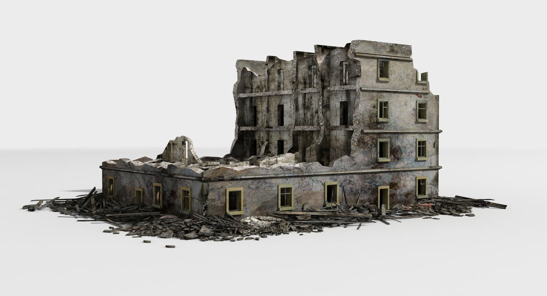 Destroyed Ruined Building War 2 3d Max