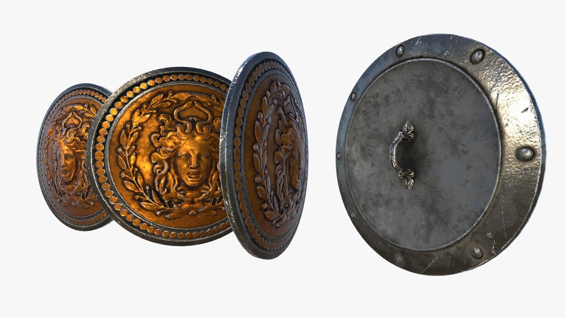 3D Fantasy Shield RPG Aspis Porpax Greek Buckler Heater Hoplite Kite ...