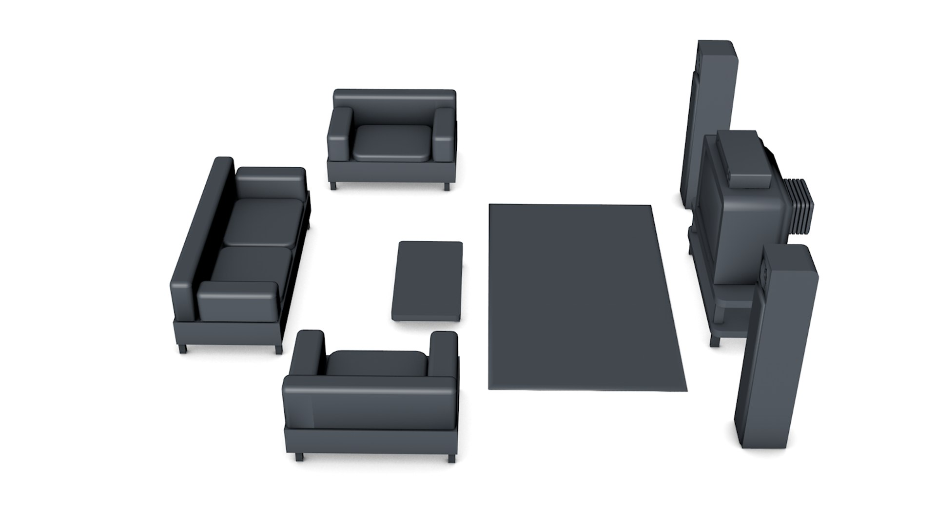 Stylized Living Room 3d Dxf