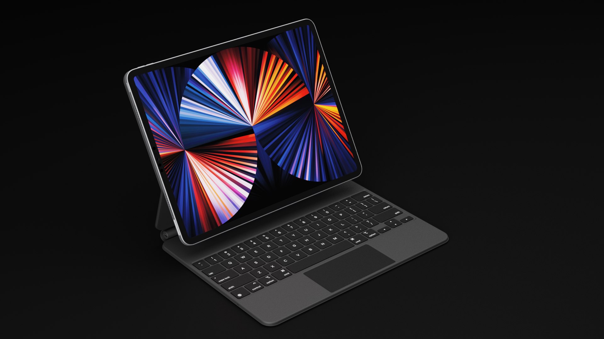 3D Model Apple M1 IPad Pro With Magic Keyboard In Official Colors ...