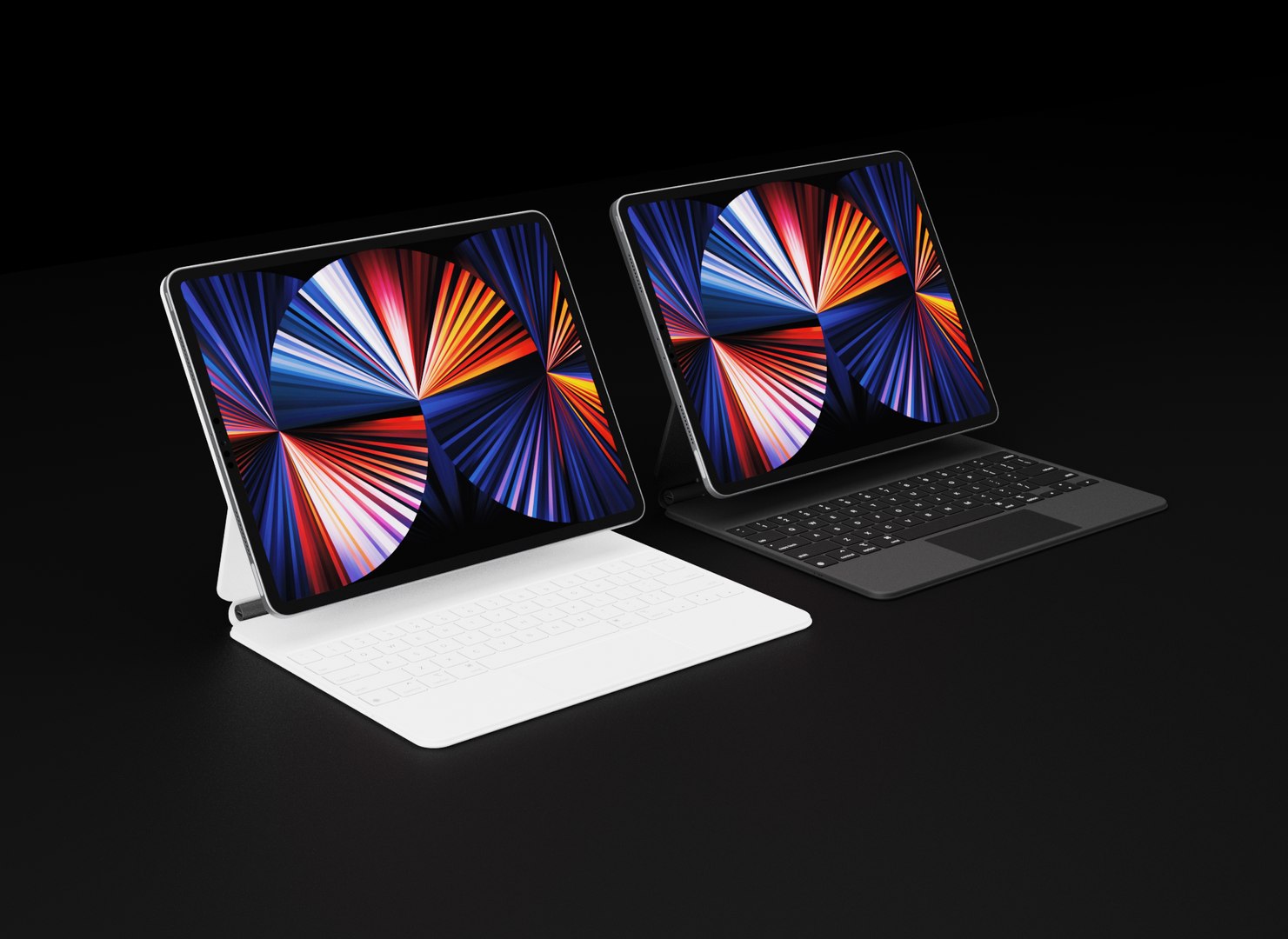 3D Model Apple M1 IPad Pro With Magic Keyboard In Official Colors ...