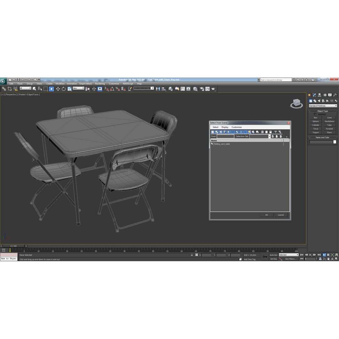 card table chairs 3d obj