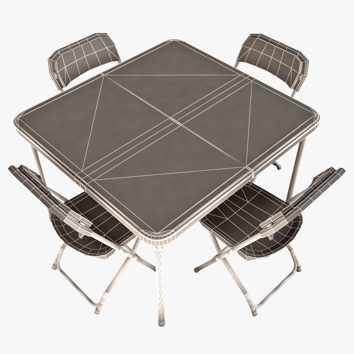 card table chairs 3d obj