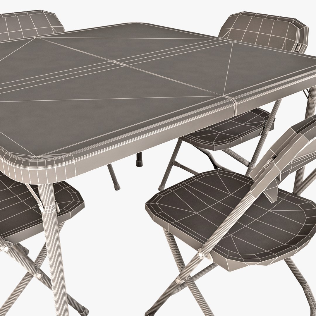 Card Table Chairs 3d Obj