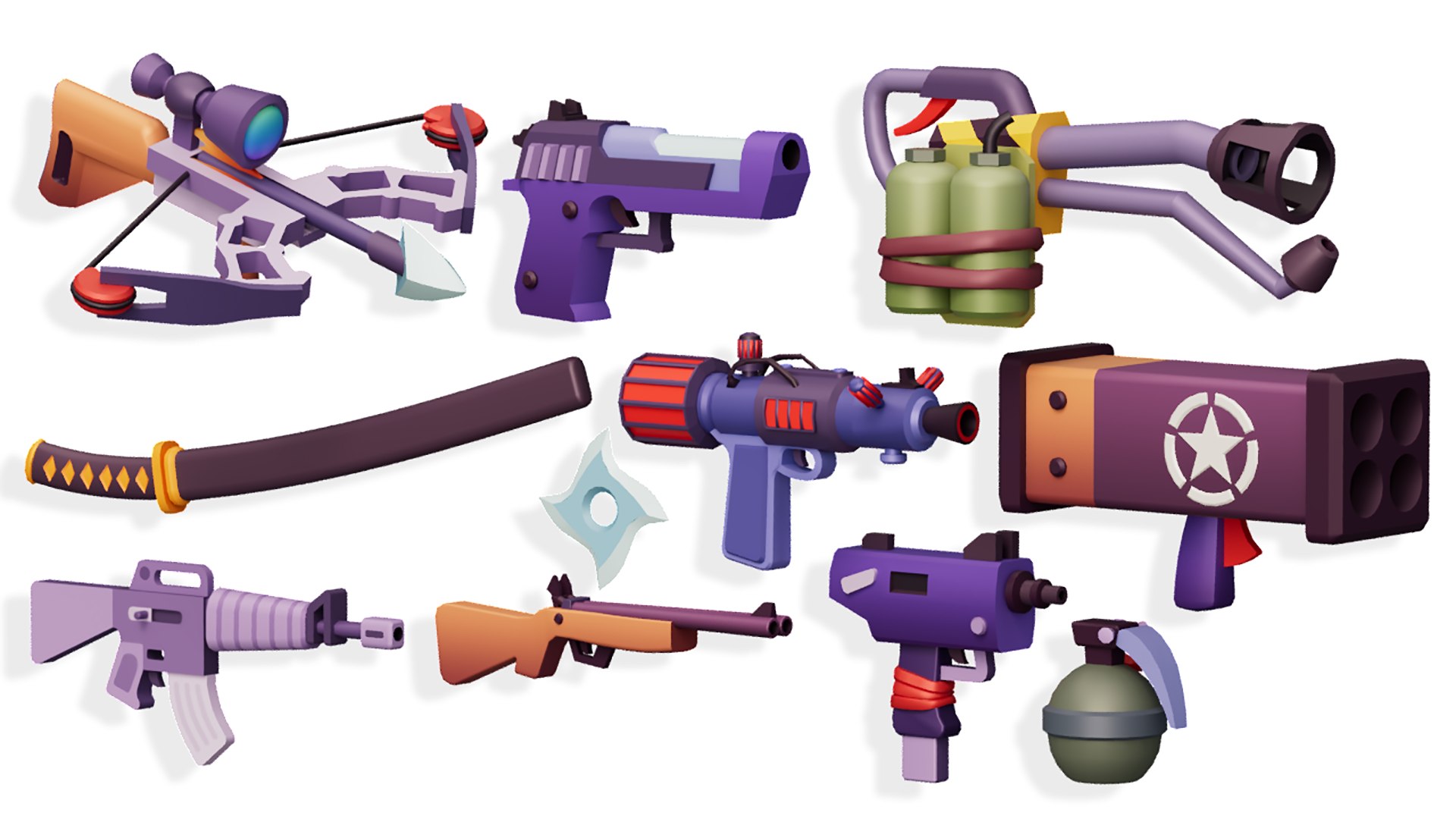 3D Hypercasual Weapon Props Pack Low-poly 3D Model - TurboSquid 2317509