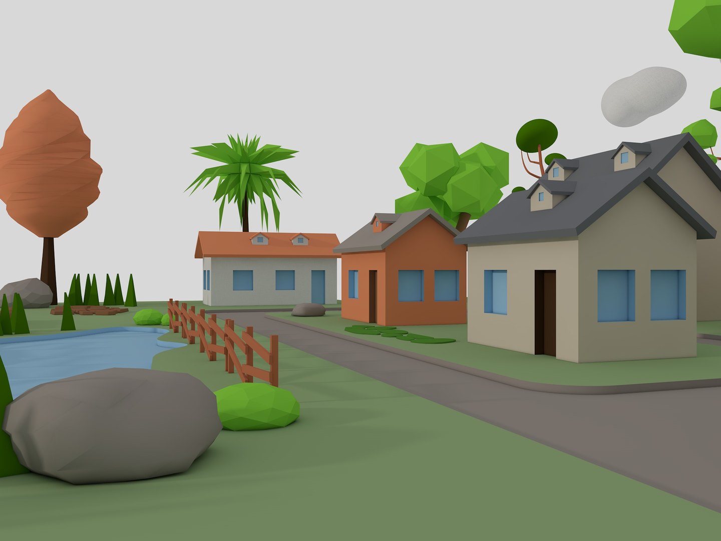 Modeled Toon Town Cartoon Trees 3D Model - TurboSquid 1354774