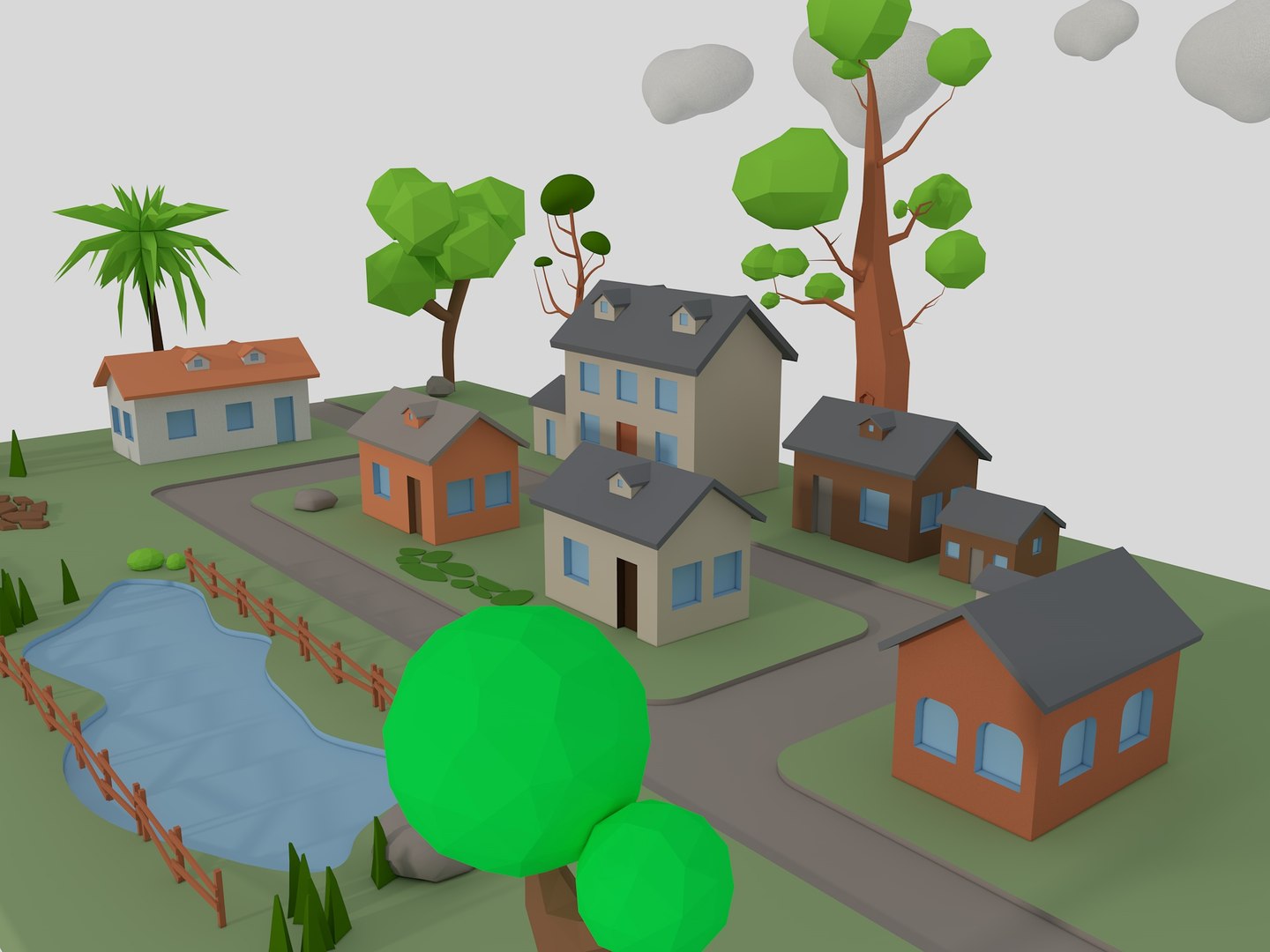 Modeled Toon Town Cartoon Trees 3D Model - TurboSquid 1354774
