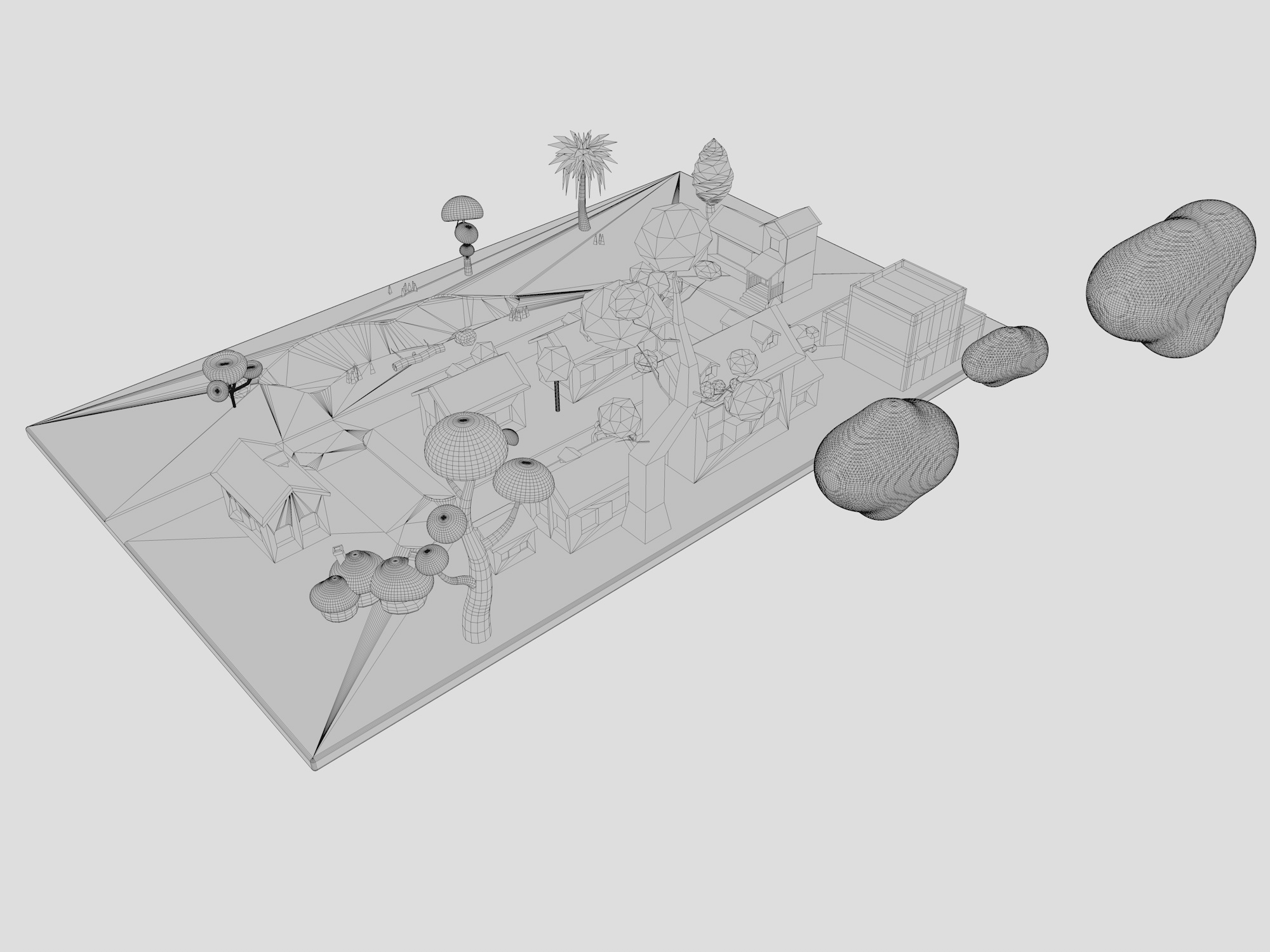 Modeled toon town cartoon trees 3D model - TurboSquid 1354774