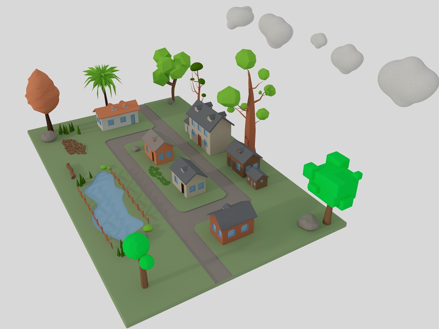 Modeled Toon Town Cartoon Trees 3D Model - TurboSquid 1354774