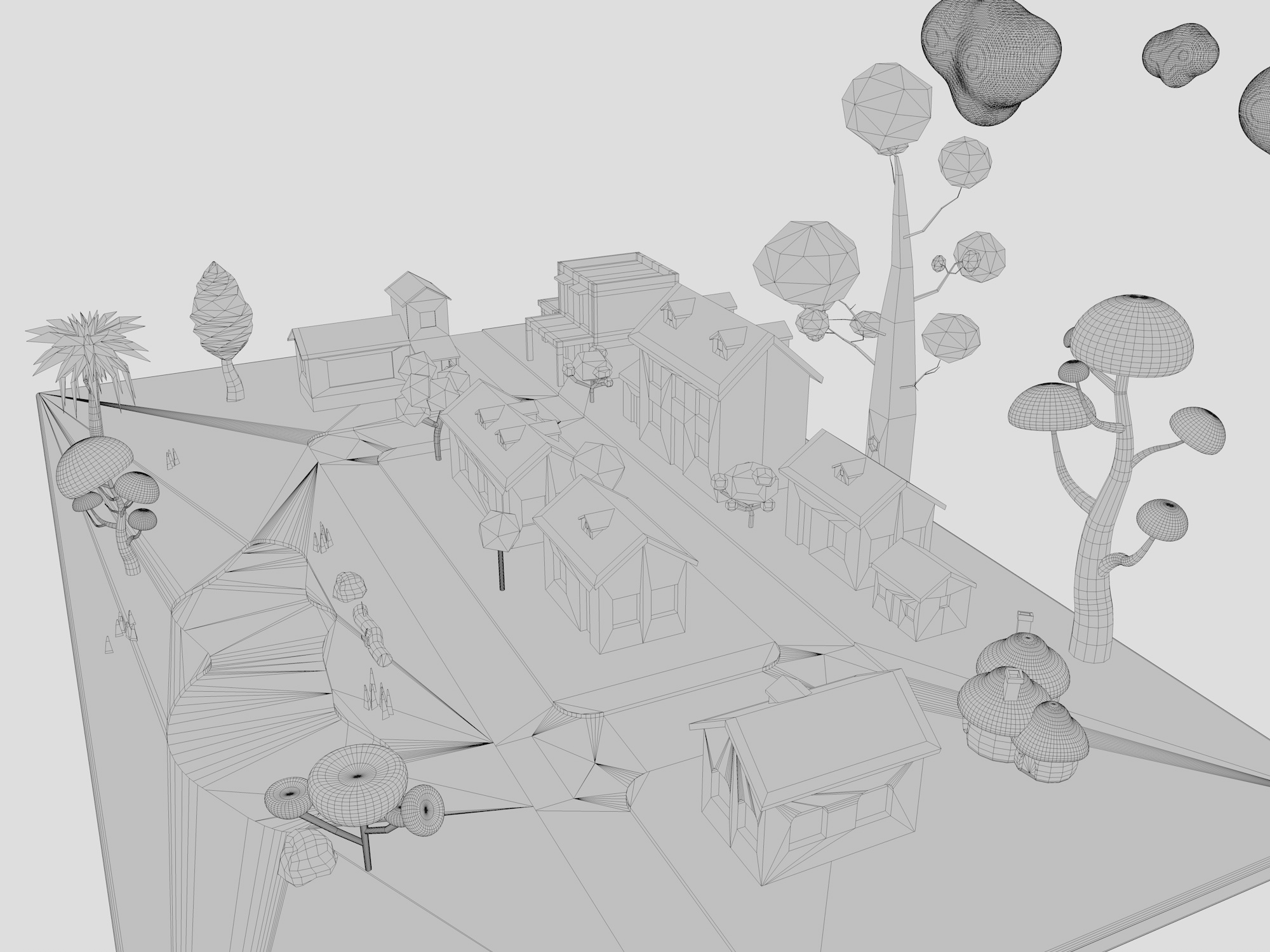 Modeled toon town cartoon trees 3D model - TurboSquid 1354774