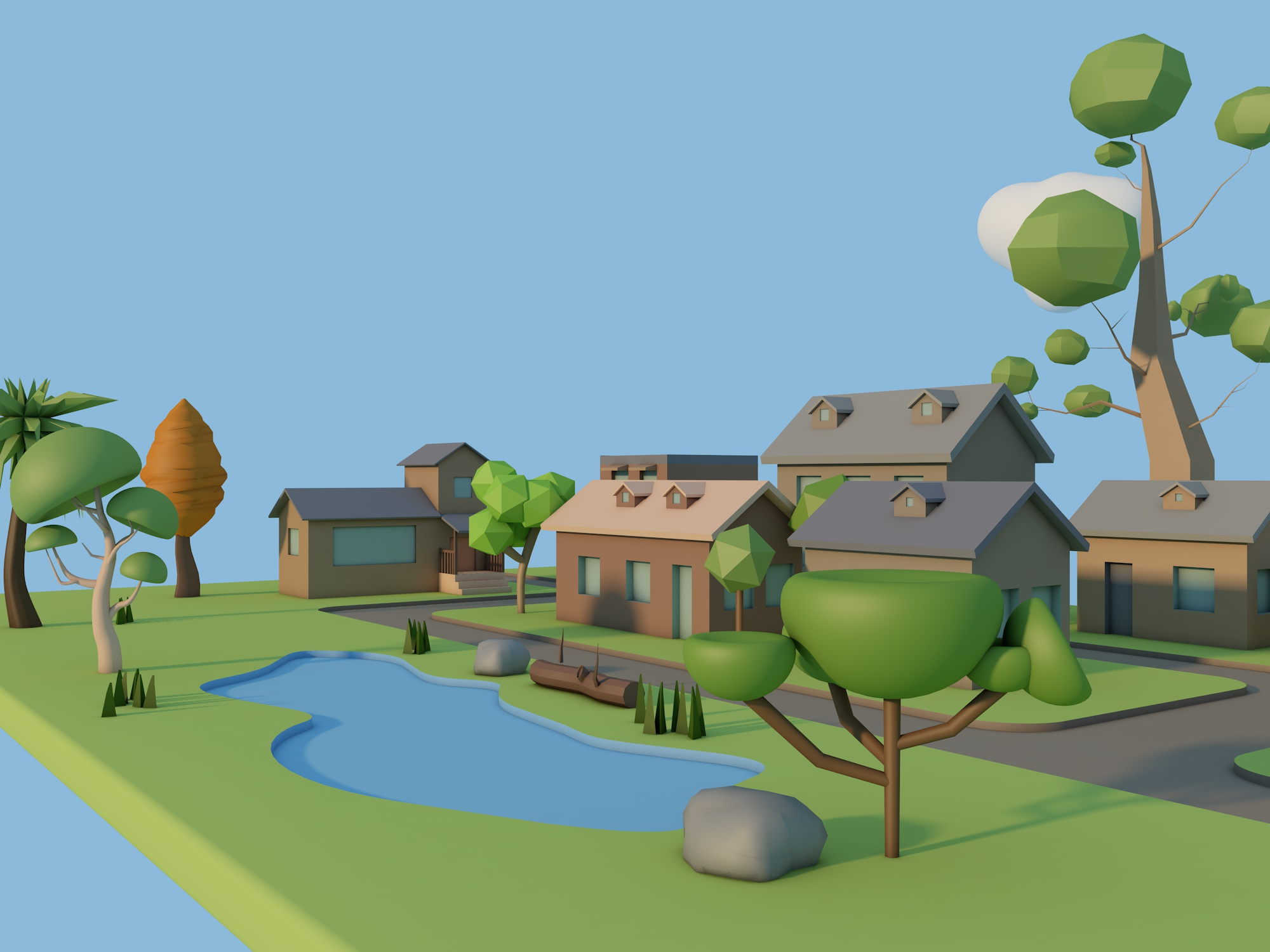 Modeled toon town cartoon trees 3D model - TurboSquid 1354774
