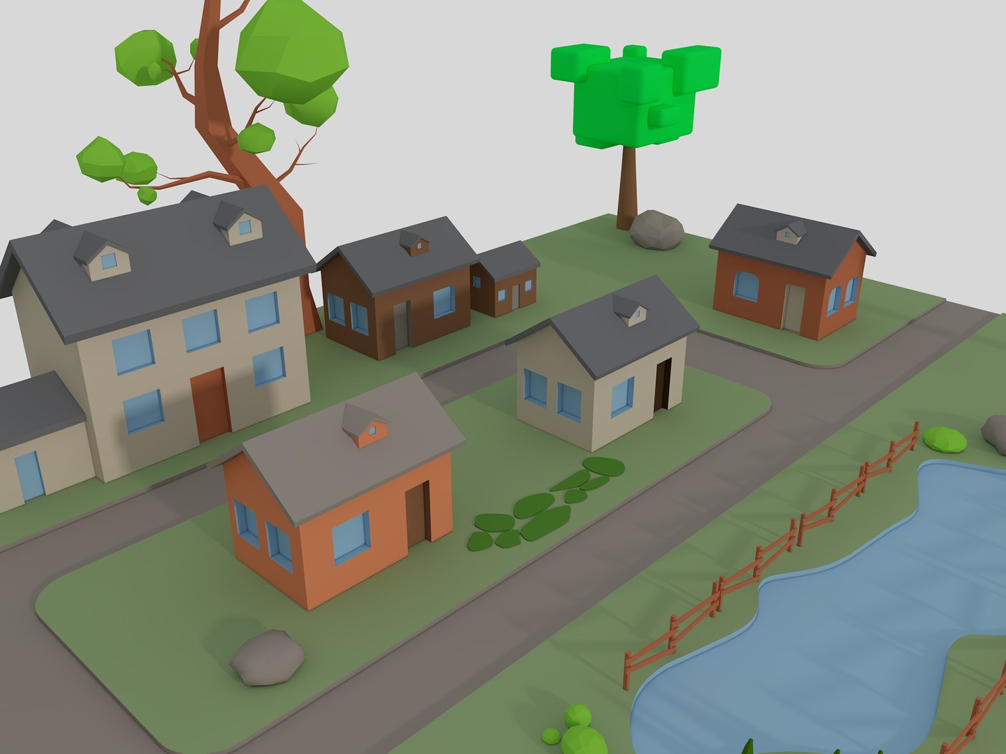 Modeled Toon Town Cartoon Trees 3D Model - TurboSquid 1354774