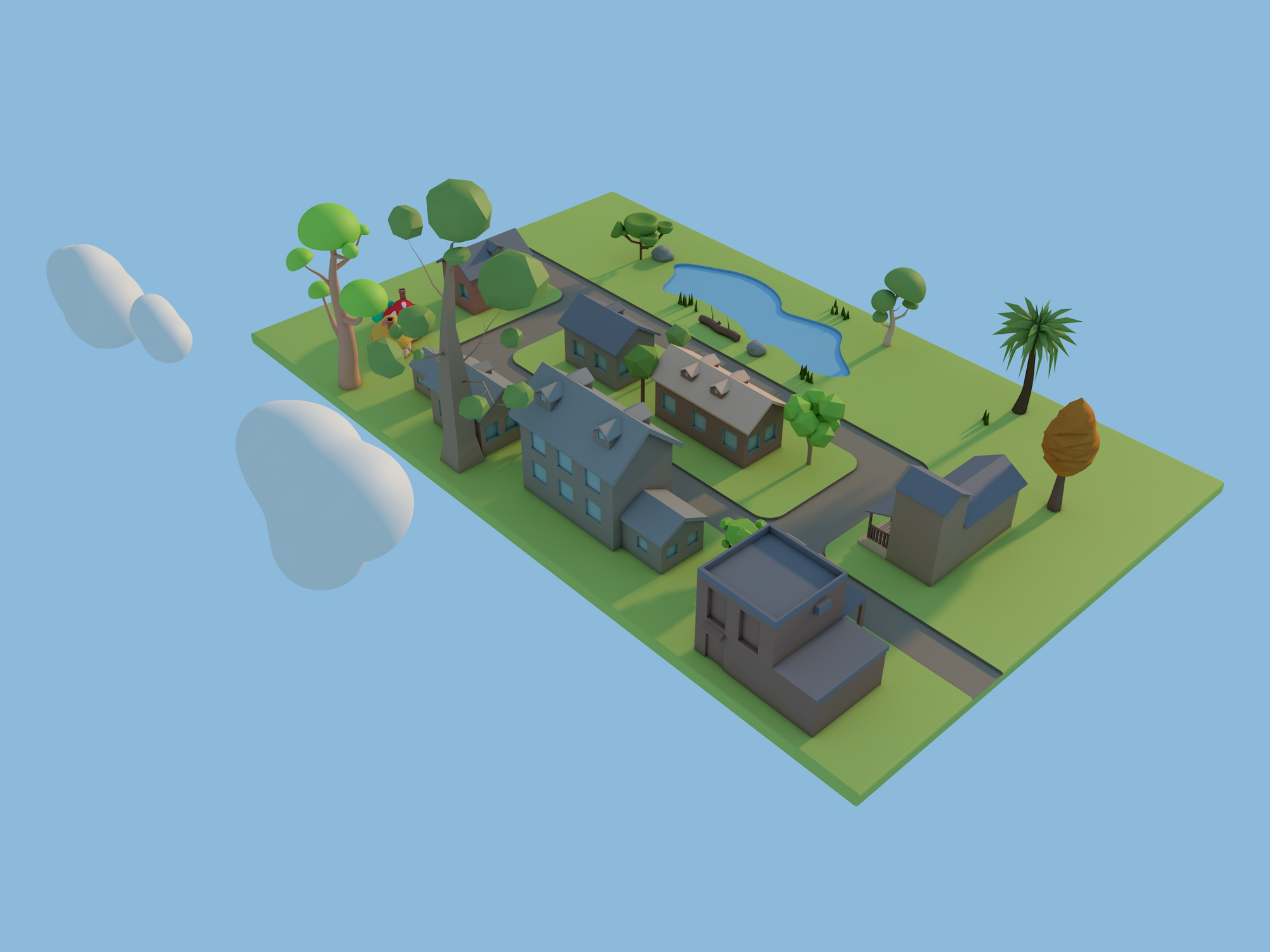 Modeled toon town cartoon trees 3D model - TurboSquid 1354774