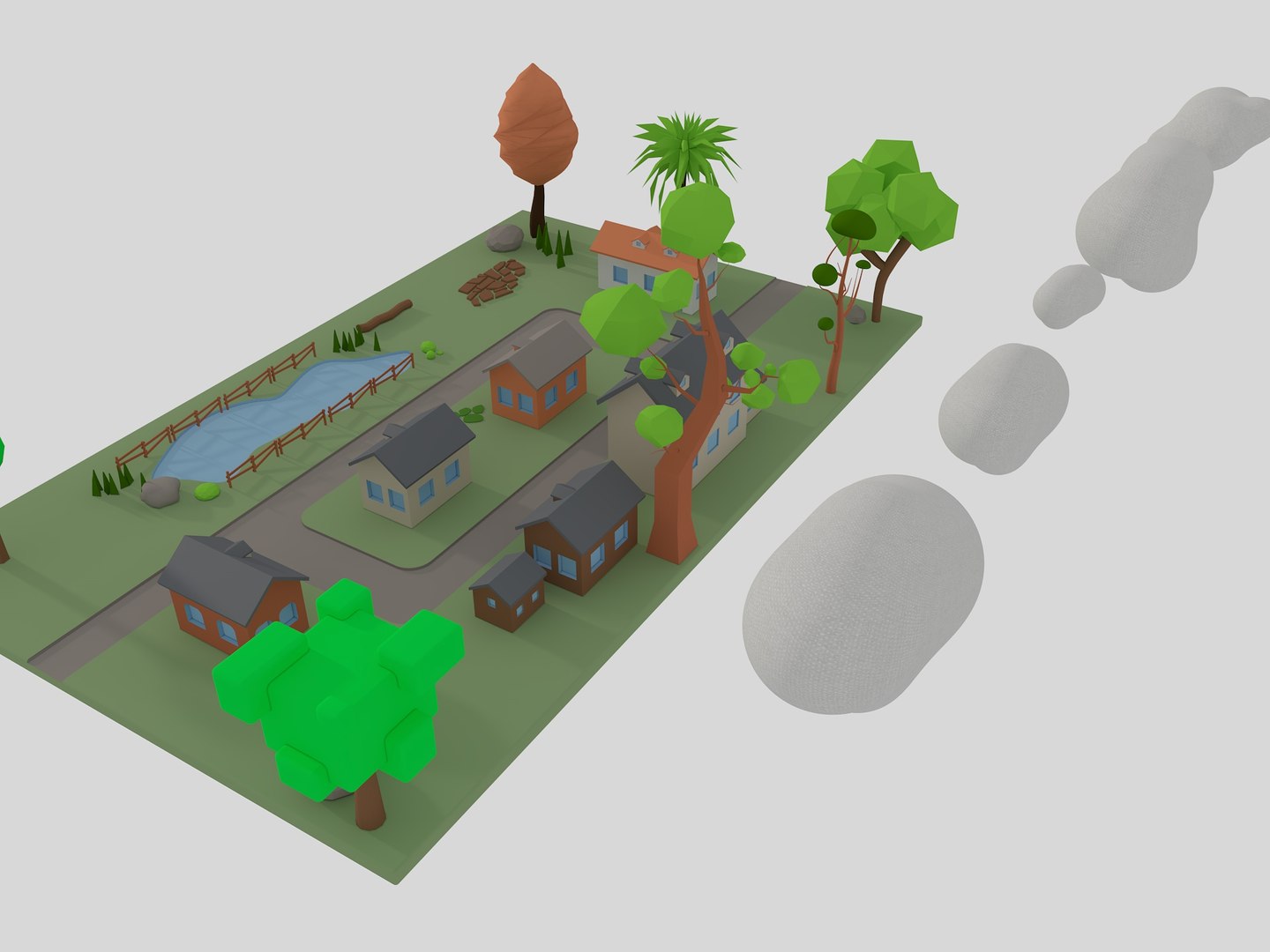 Modeled Toon Town Cartoon Trees 3D Model - TurboSquid 1354774
