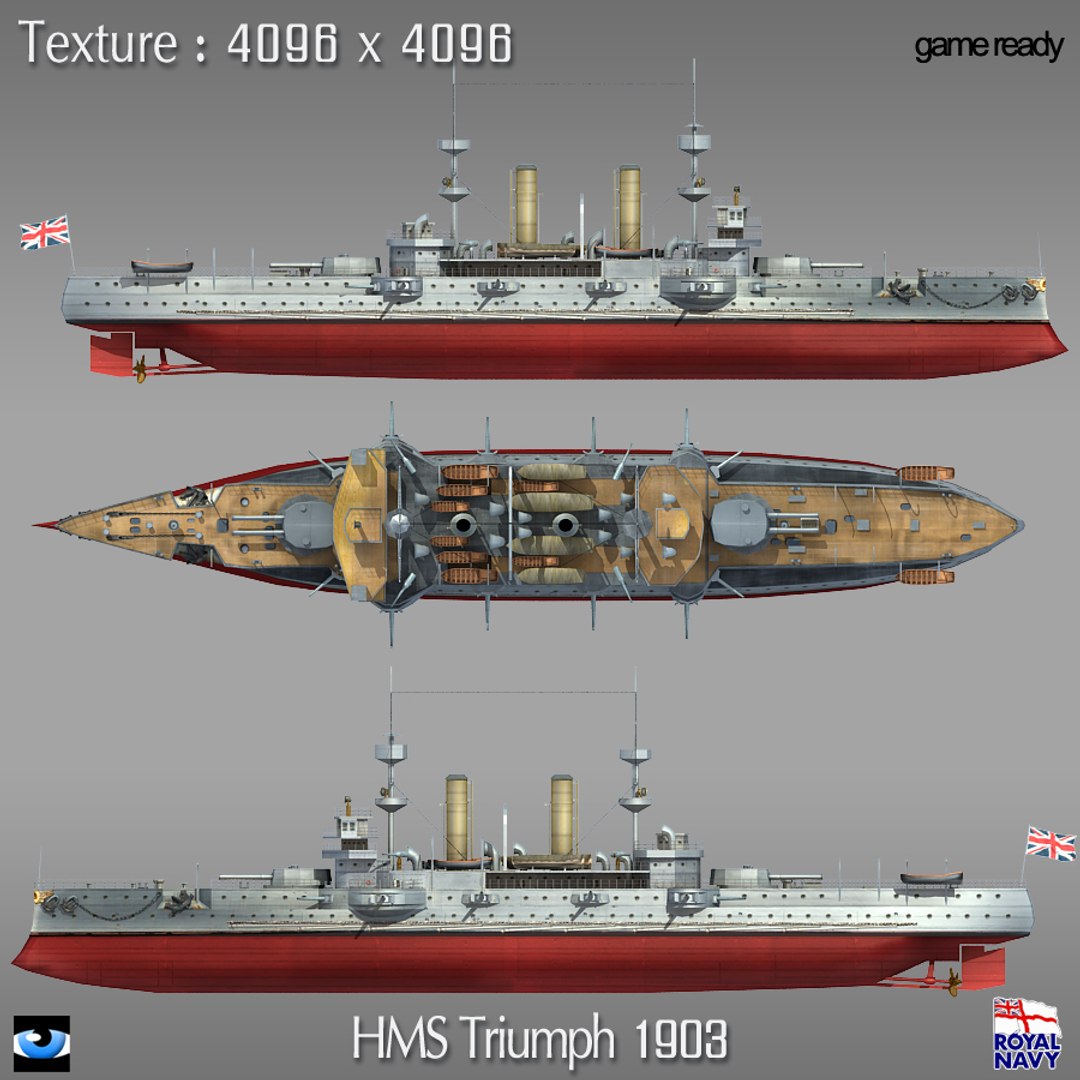 Hms Triumph 1903 World War 3d X