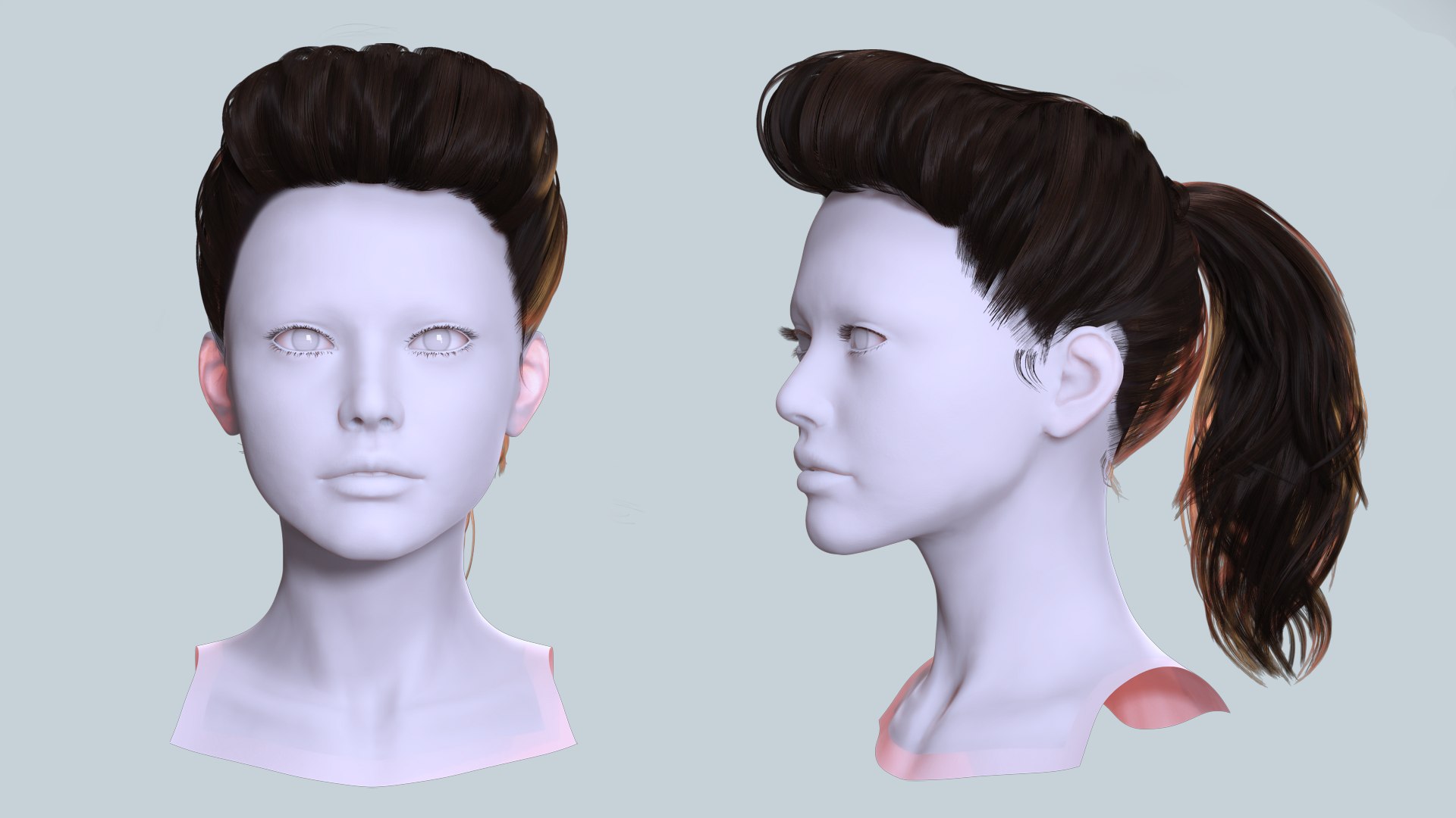 3D Retro Puff Ponytail Hairstyle -Game Render Asset Model - TurboSquid ...