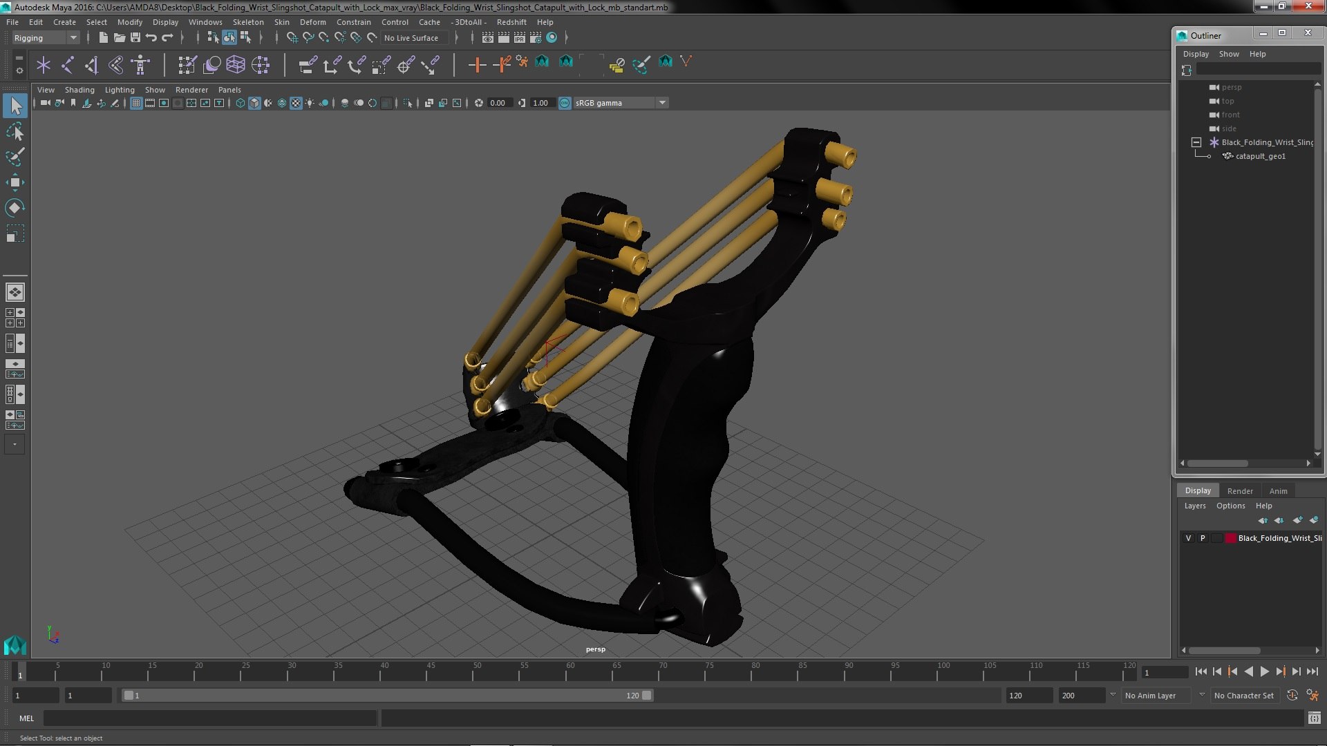 3D Black Folding Wrist Slingshot Catapult With Lock Model - TurboSquid ...