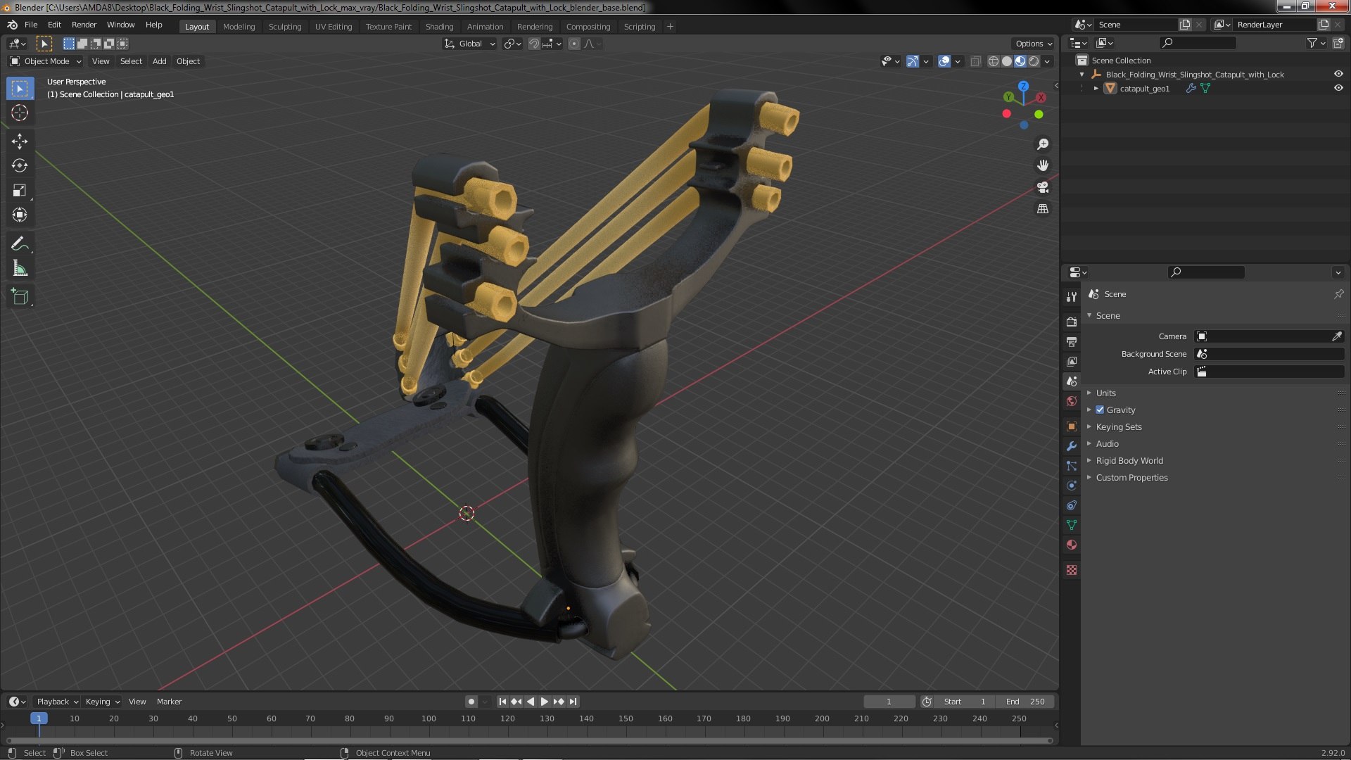 3D Black Folding Wrist Slingshot Catapult with Lock model - TurboSquid ...