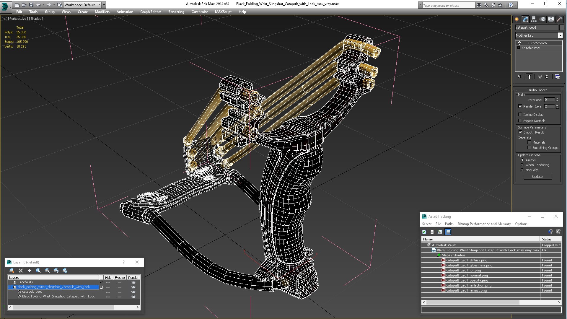 3D Black Folding Wrist Slingshot Catapult With Lock Model - TurboSquid ...