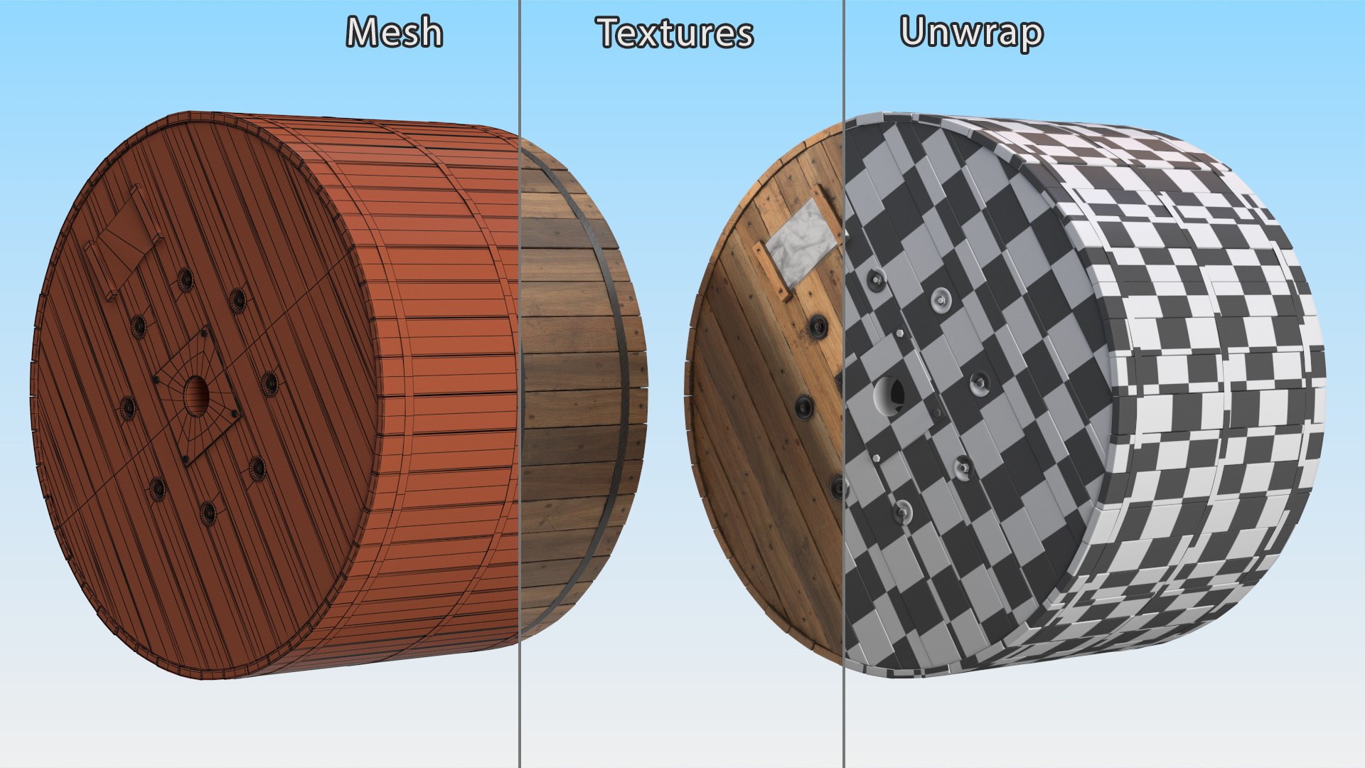 3D Wooden Cable Drum Model - TurboSquid 2268687