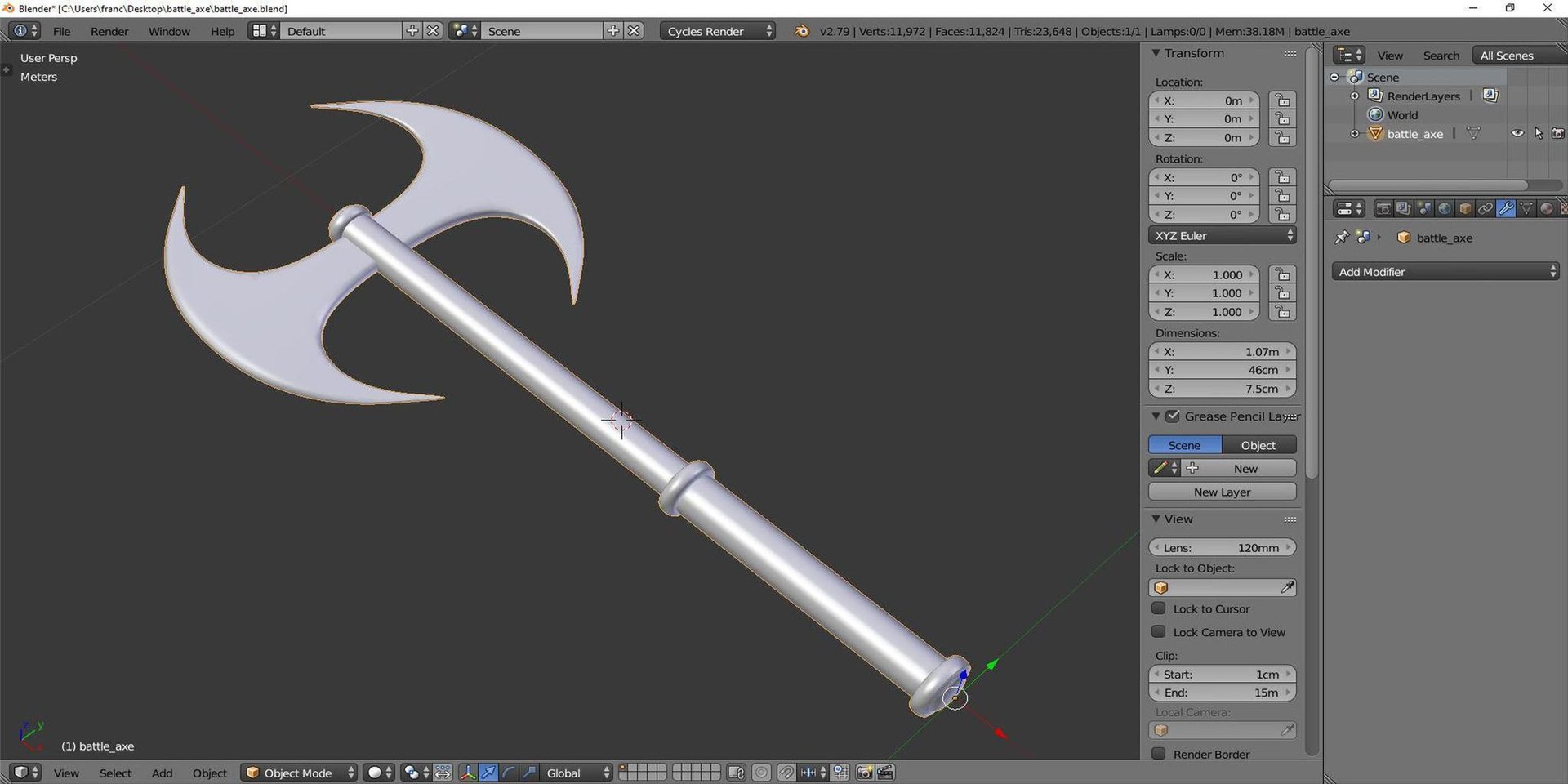 3d Battle Axe Model
