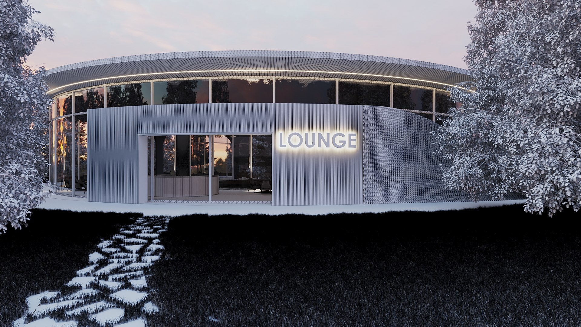 3D Model Interior And Exterior Modern Lounge - TurboSquid 1998419