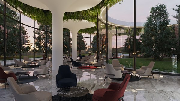 modelo 3d Interior and exterior modern lounge - TurboSquid 1998419