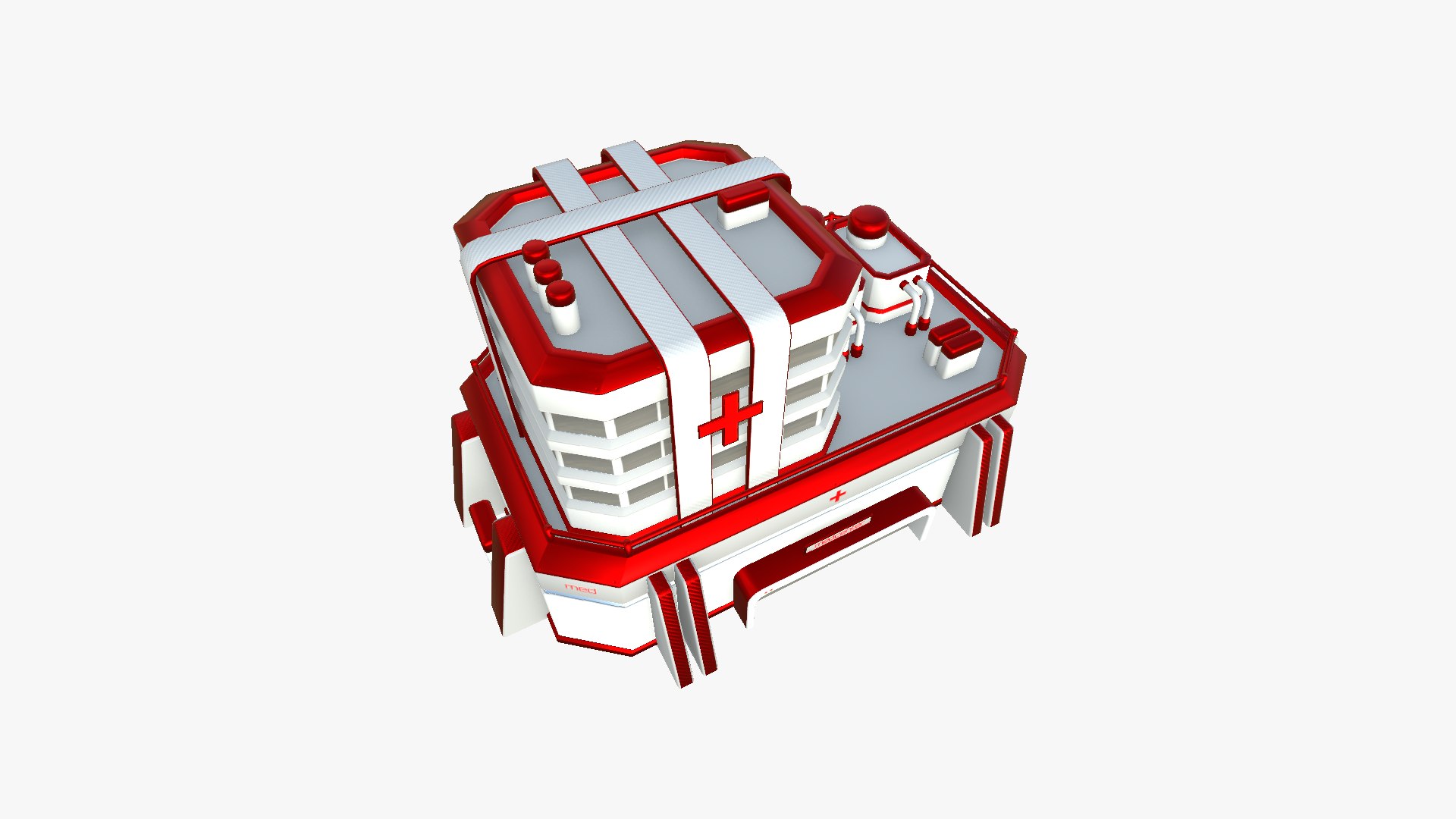 SciFi Hospital A05 Red - Sci Fi Exterior Design 3D - TurboSquid 1994770