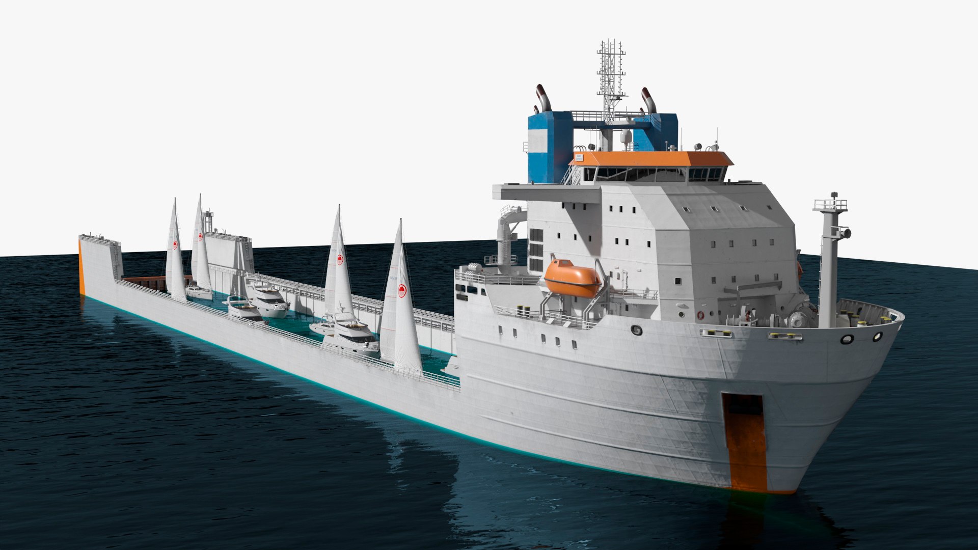 Semi-Submersible Yacht Carrier With Loaded Deck Model - TurboSquid 2446065