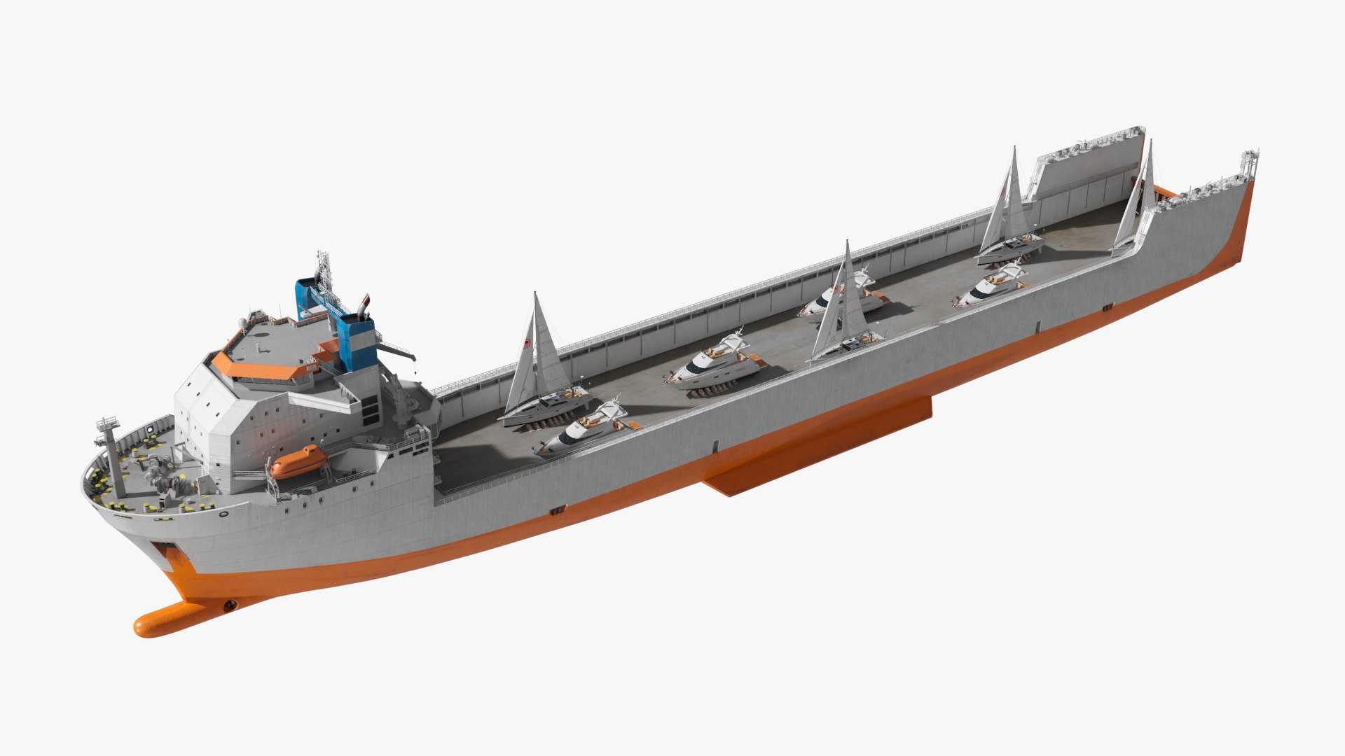 Semi-Submersible Yacht Carrier With Loaded Deck Model - TurboSquid 2446065
