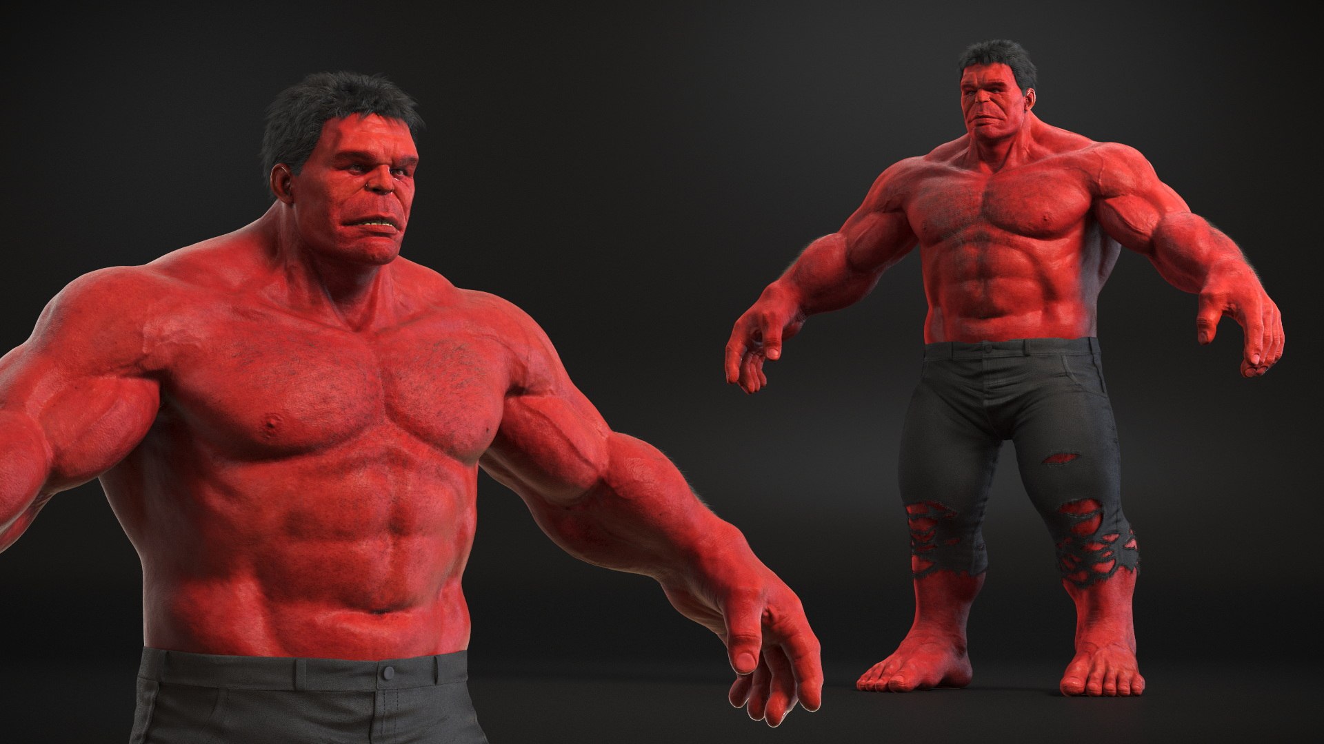 Red Hulk Fur Rigged 3D Model - TurboSquid 2411559