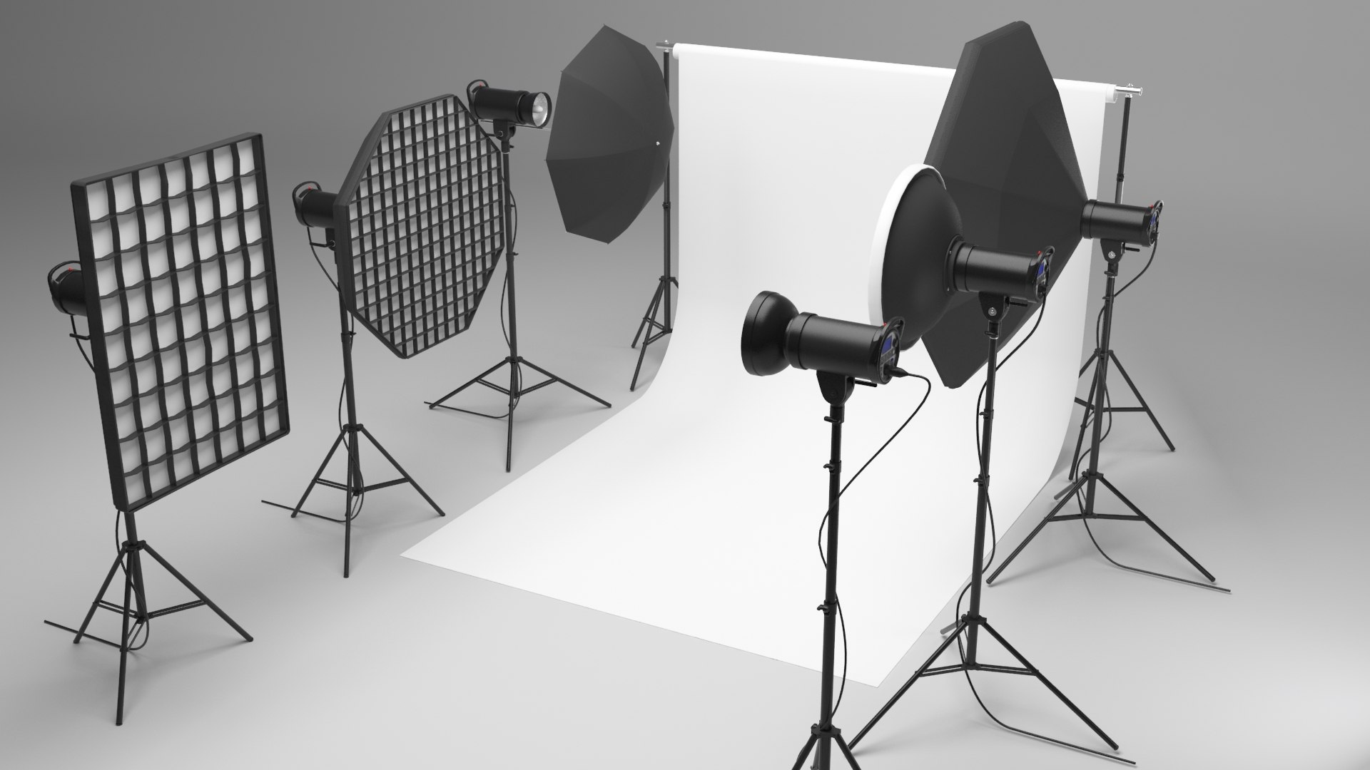 3D Studio Backdrop Lights Kit Model - TurboSquid 1434118