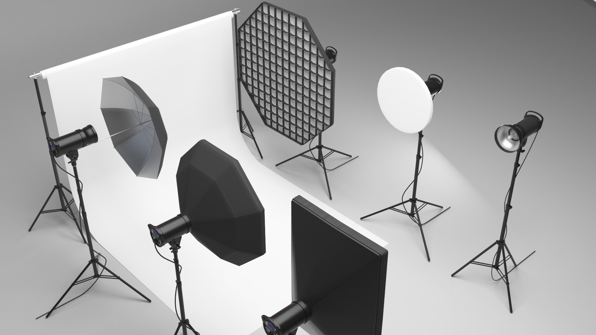 3D Studio Backdrop Lights Kit Model - TurboSquid 1434118