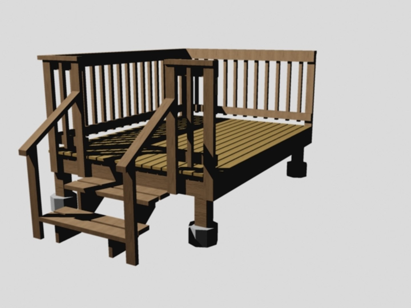 3d model small wood porch