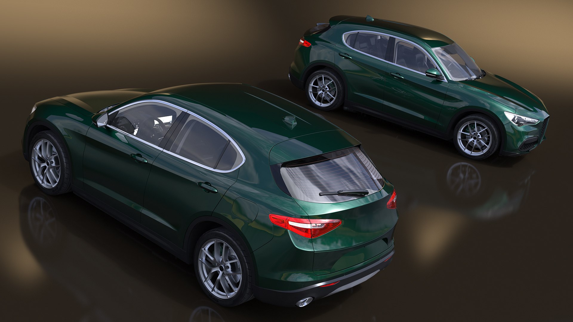 Modern Urban Green Crossover Simplified 3D Model - TurboSquid 2384778