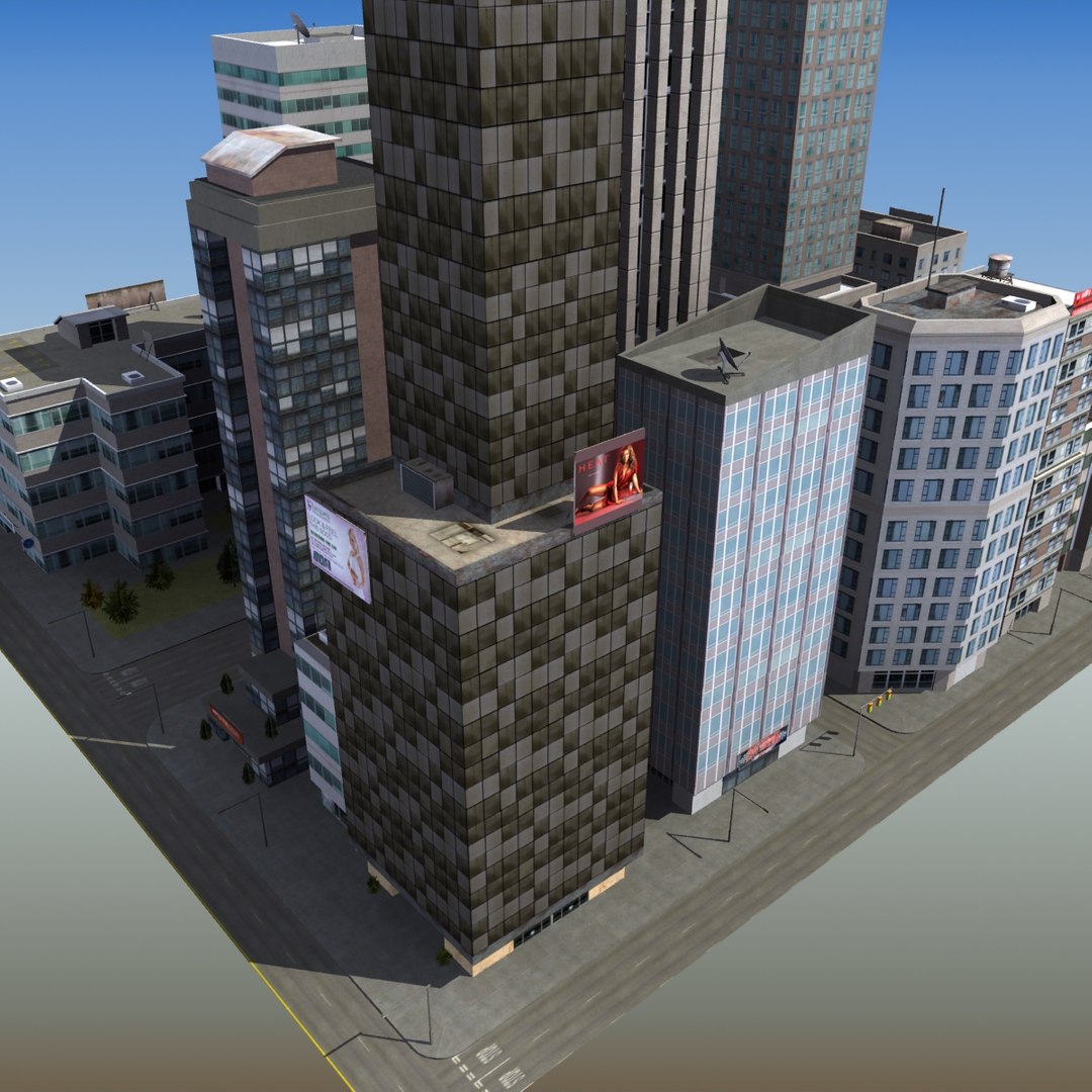 Downtown Skyscraper City Block 3d Max