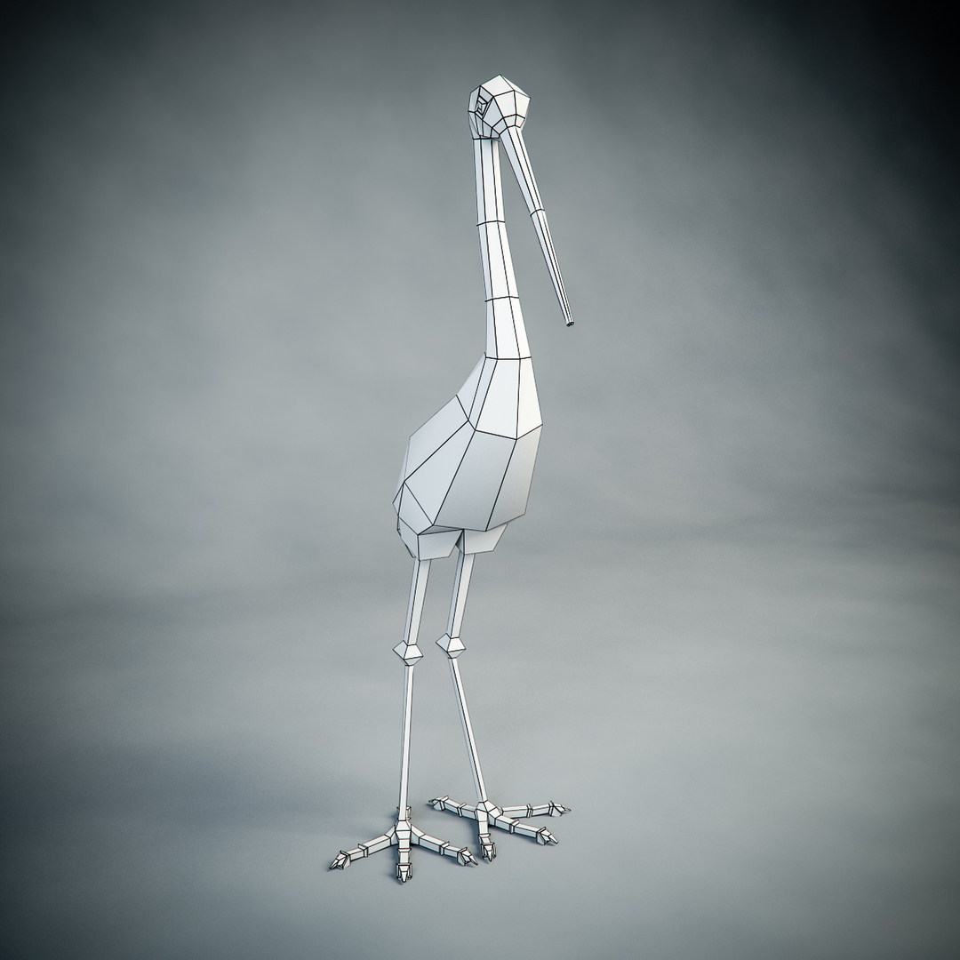 3d model statue heron