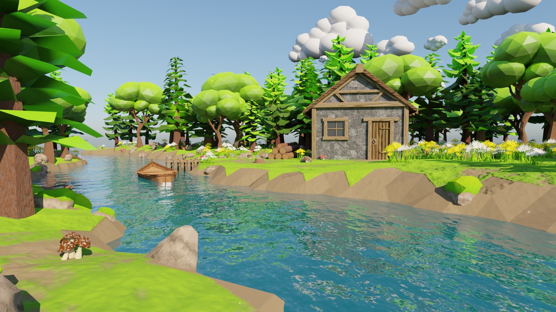 3D House Near River 3D model - TurboSquid 2017274