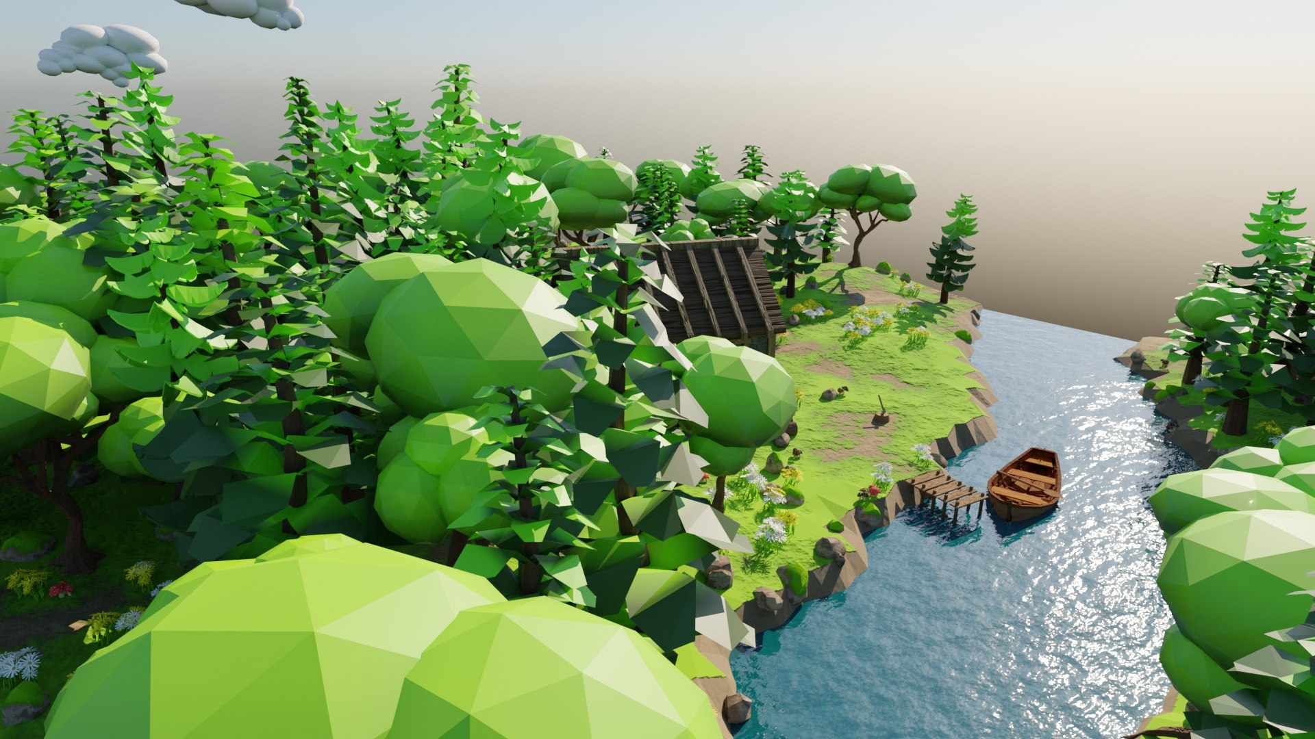 3D House Near River 3D model - TurboSquid 2017274