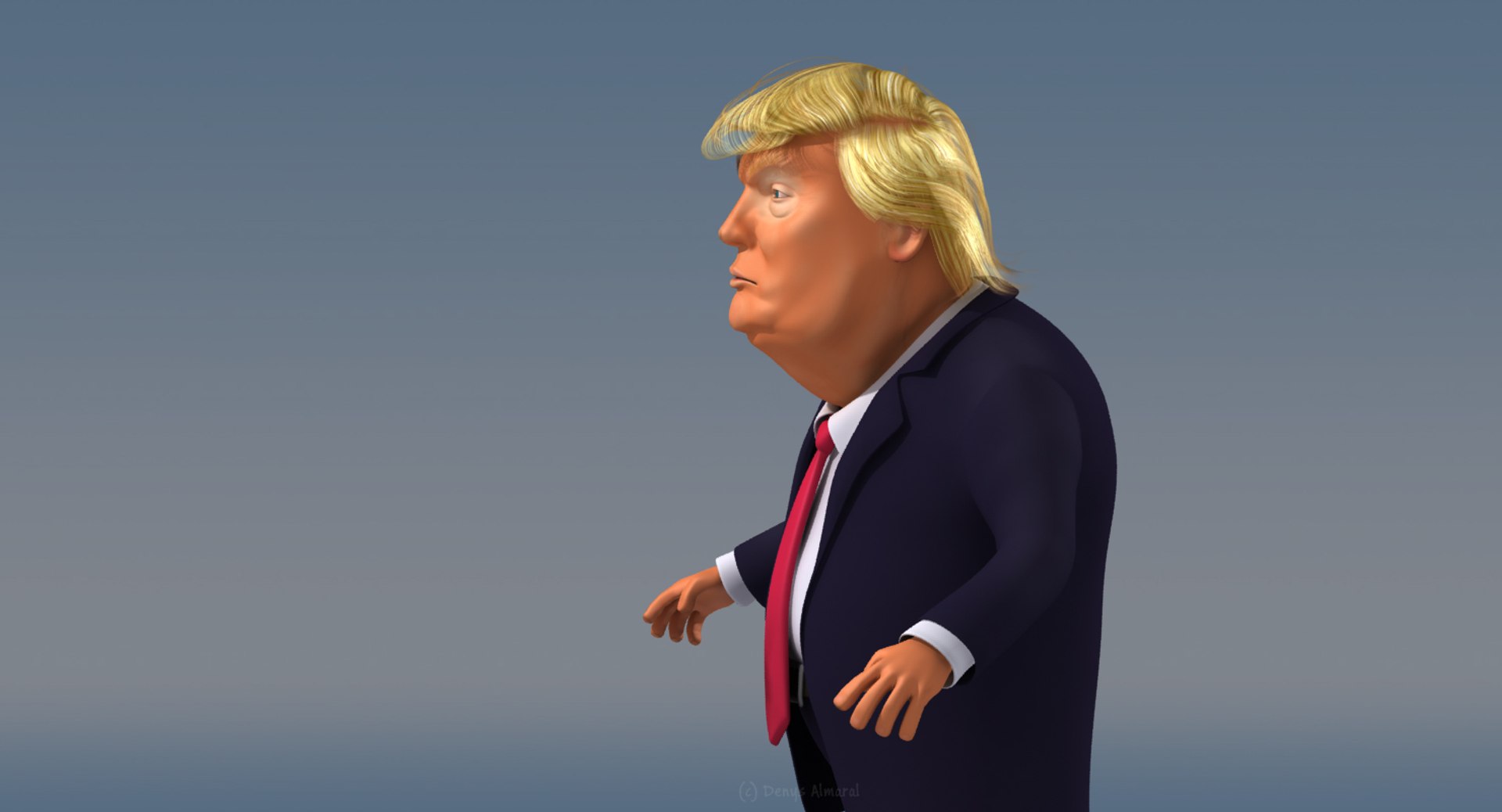 rigged cartoon donald trump 3d max