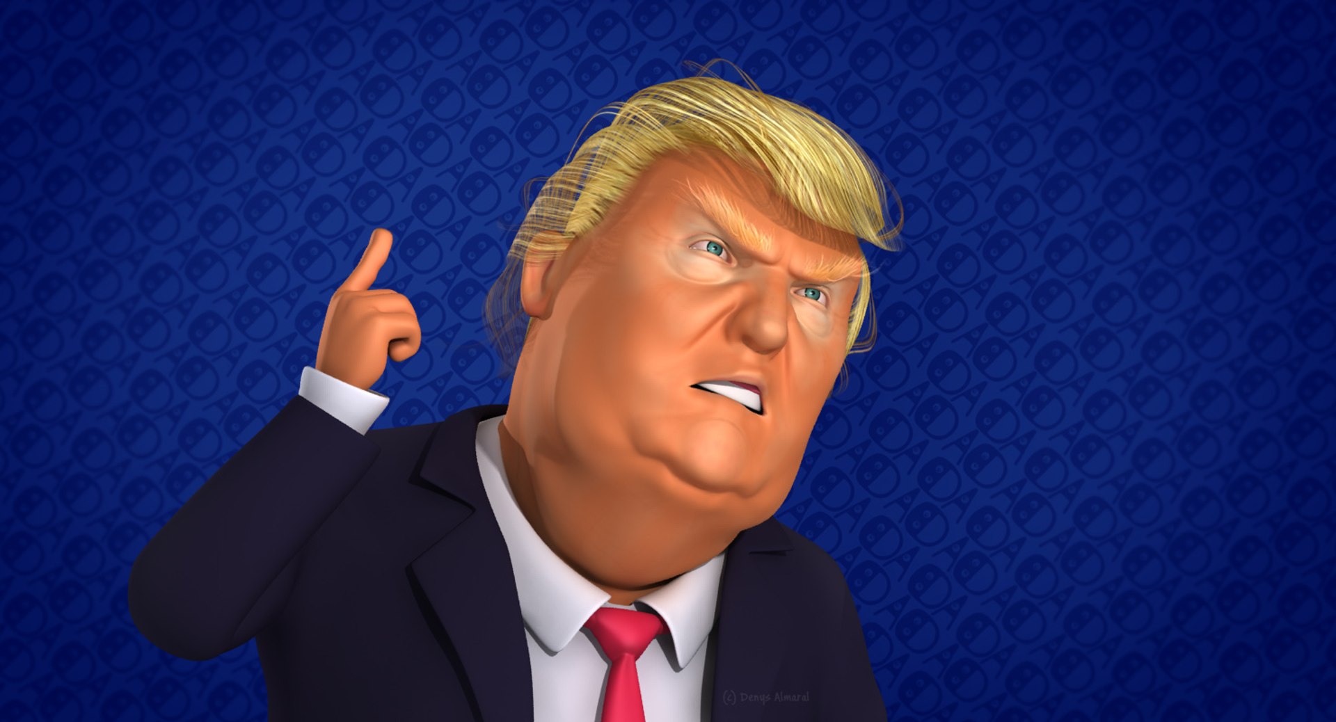rigged cartoon donald trump 3d max